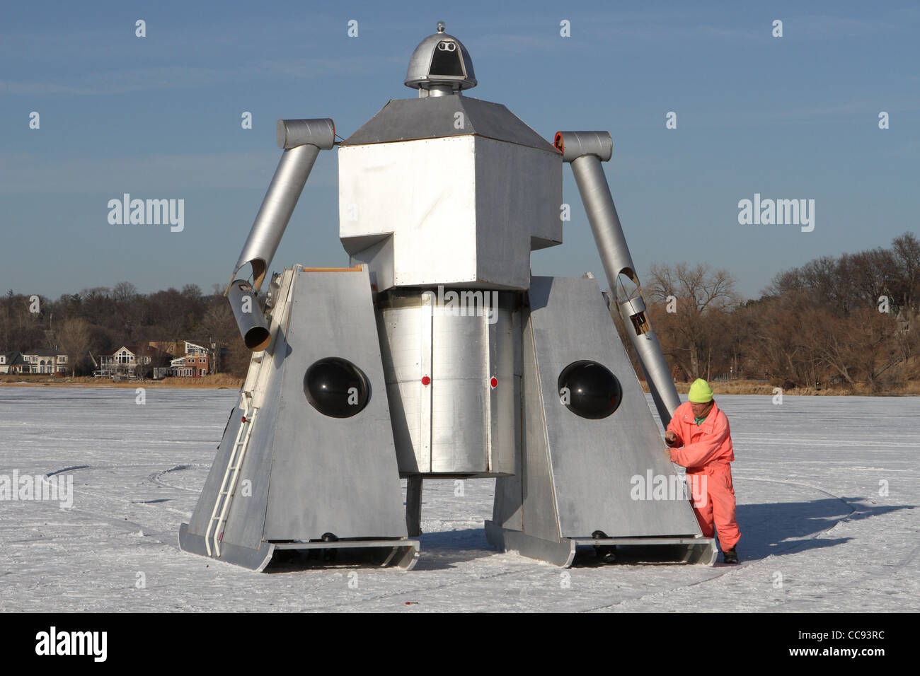 A giant robot at the Art Shanty Projects in Minneapolis, Minnesota ...