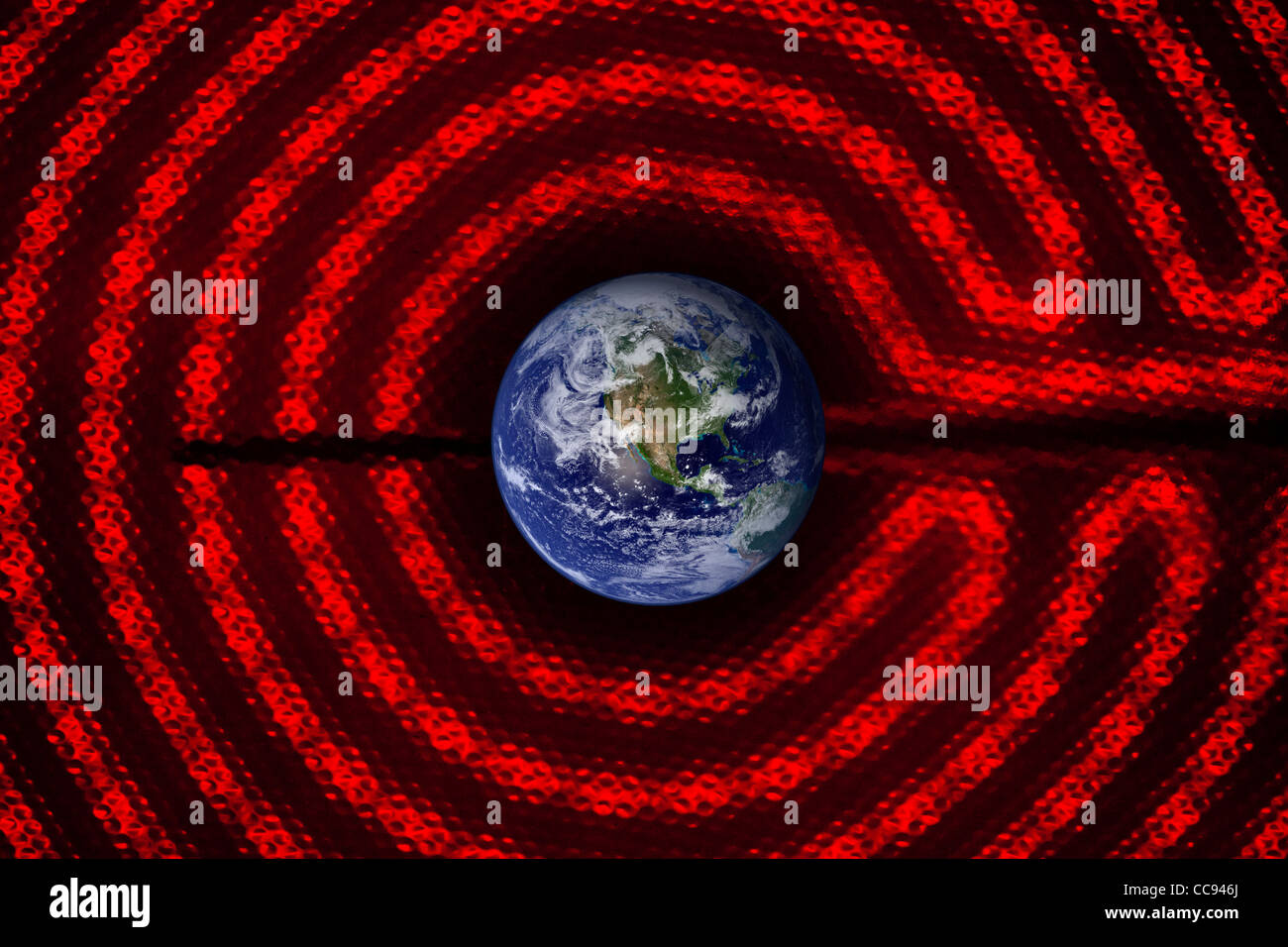 Global warming conceptual image of earth being heated on stove burner ...