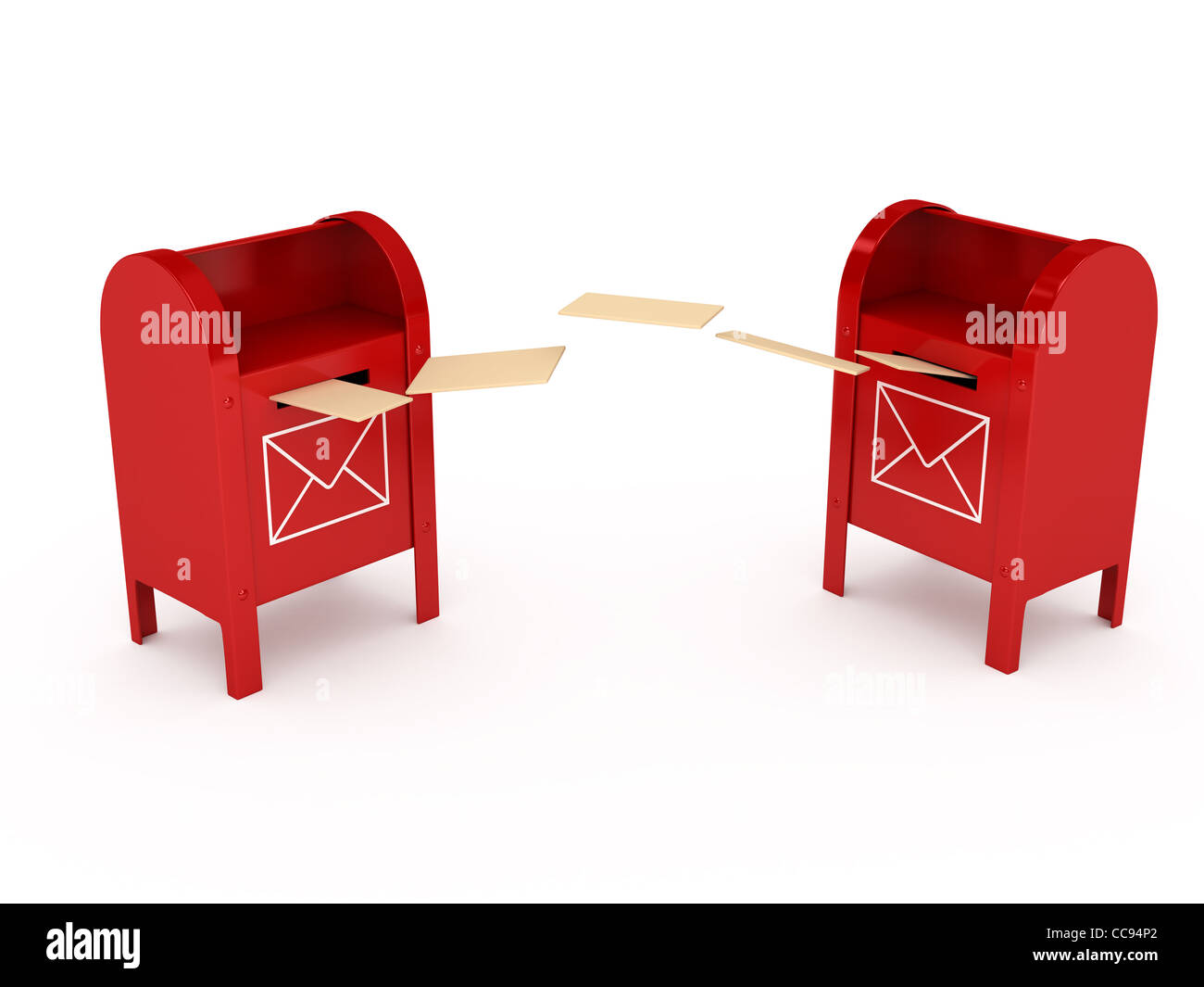 Metal color mailbox over white background. Computer generated image ...