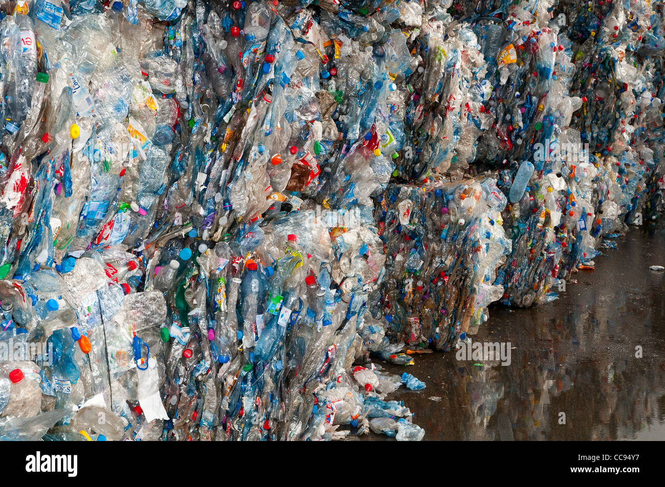 Bales of crushed plastic bottles Stock Photo - Alamy