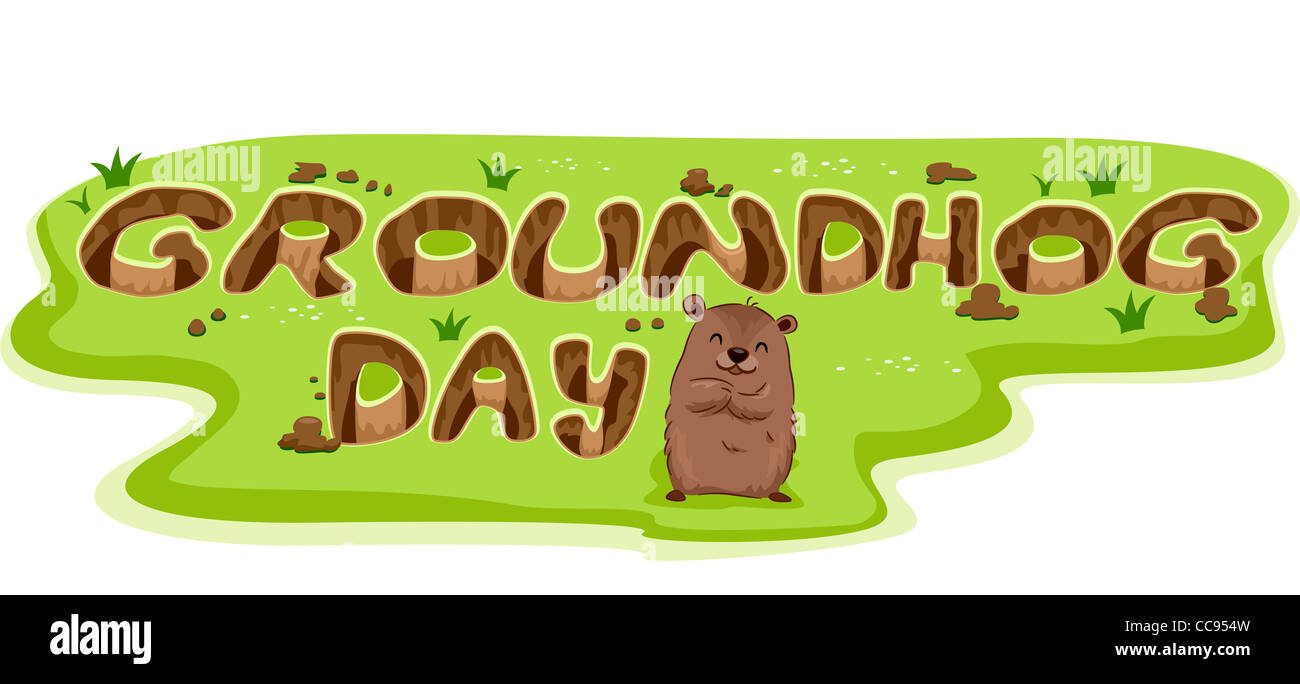 Illustration of Burrows Forming the Word Groundhog Day Stock Photo - Alamy