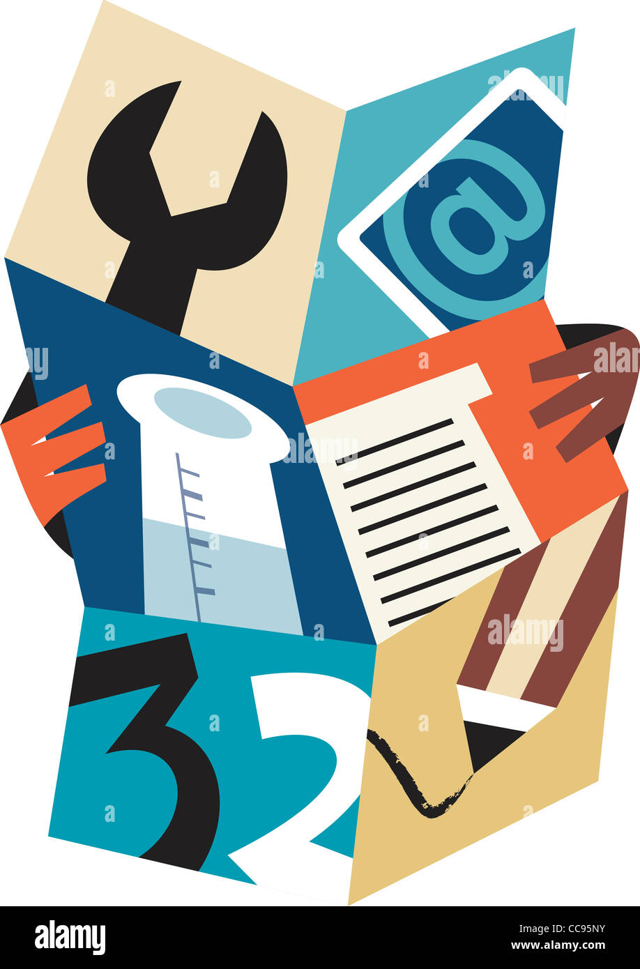 hands holding a poster with tools on them Stock Photo - Alamy