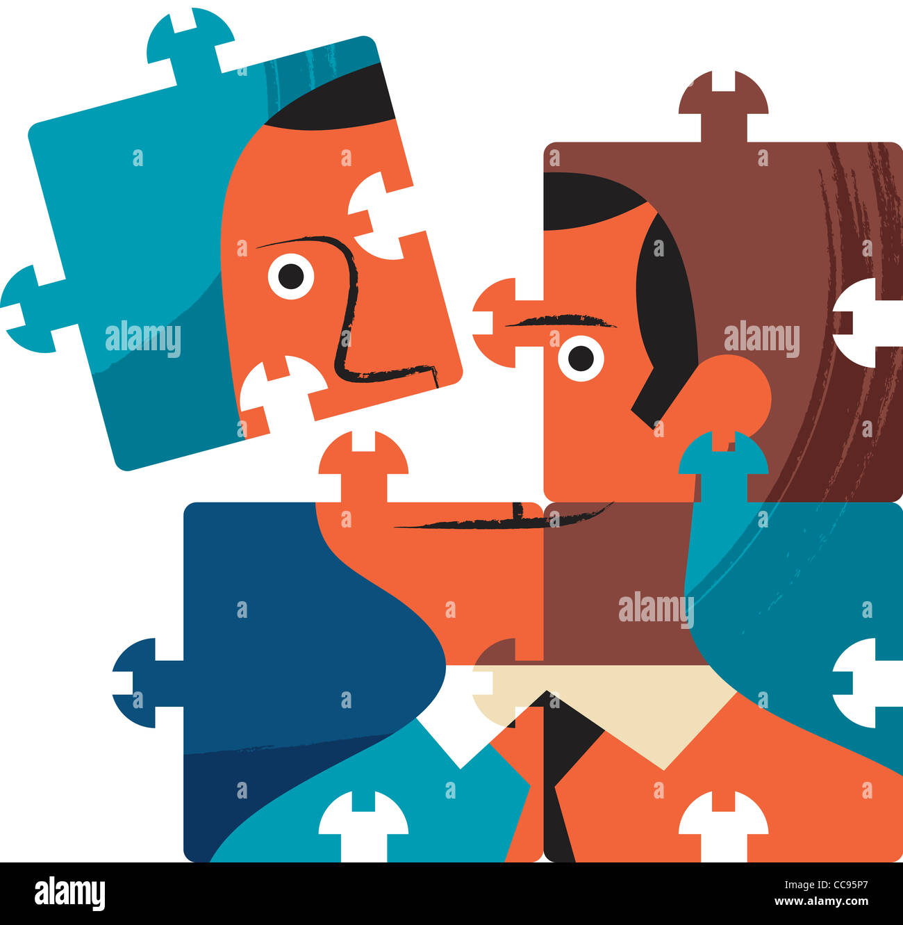 Puzzle pieces forming a portrait of a man Stock Photo - Alamy