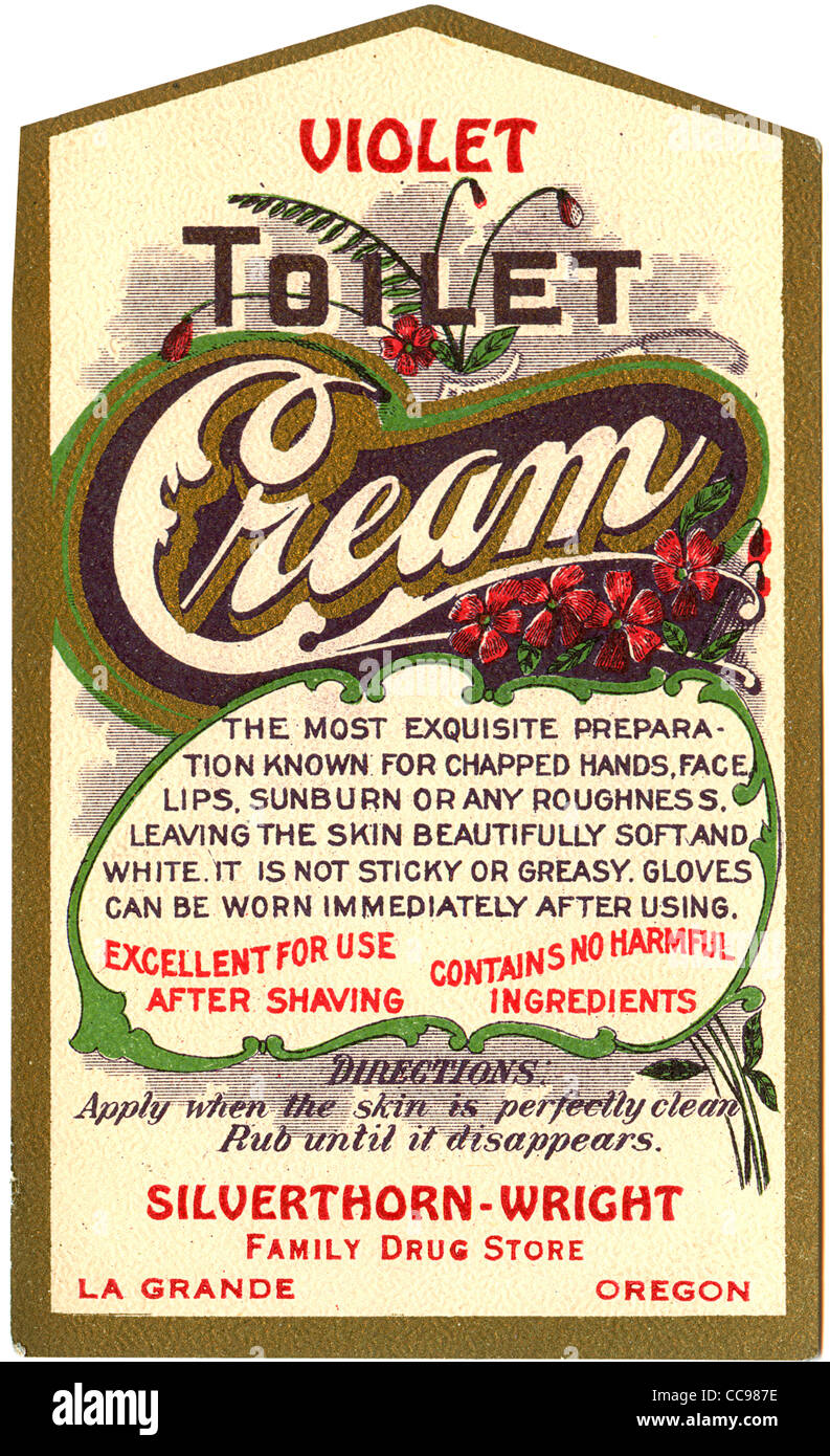 vintage label for skin cream Stock Photo - Alamy