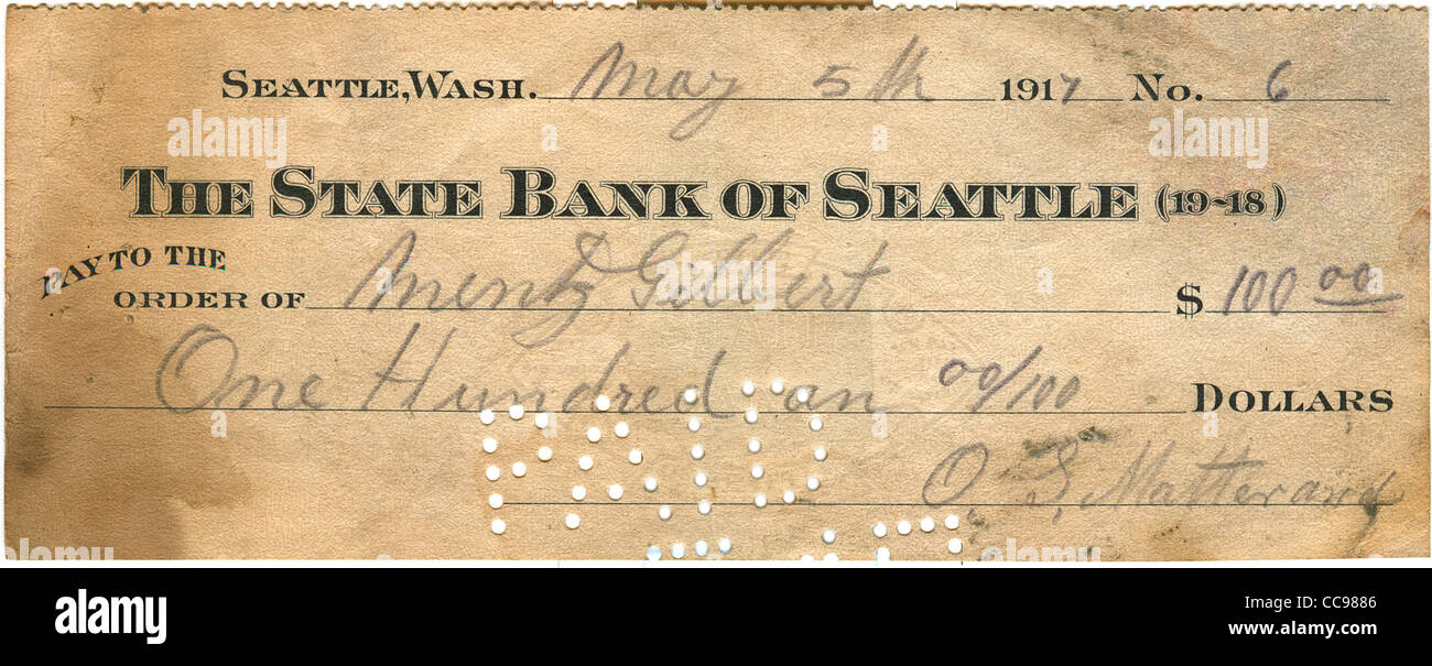 Bank cheque old hi-res stock photography and images - Alamy