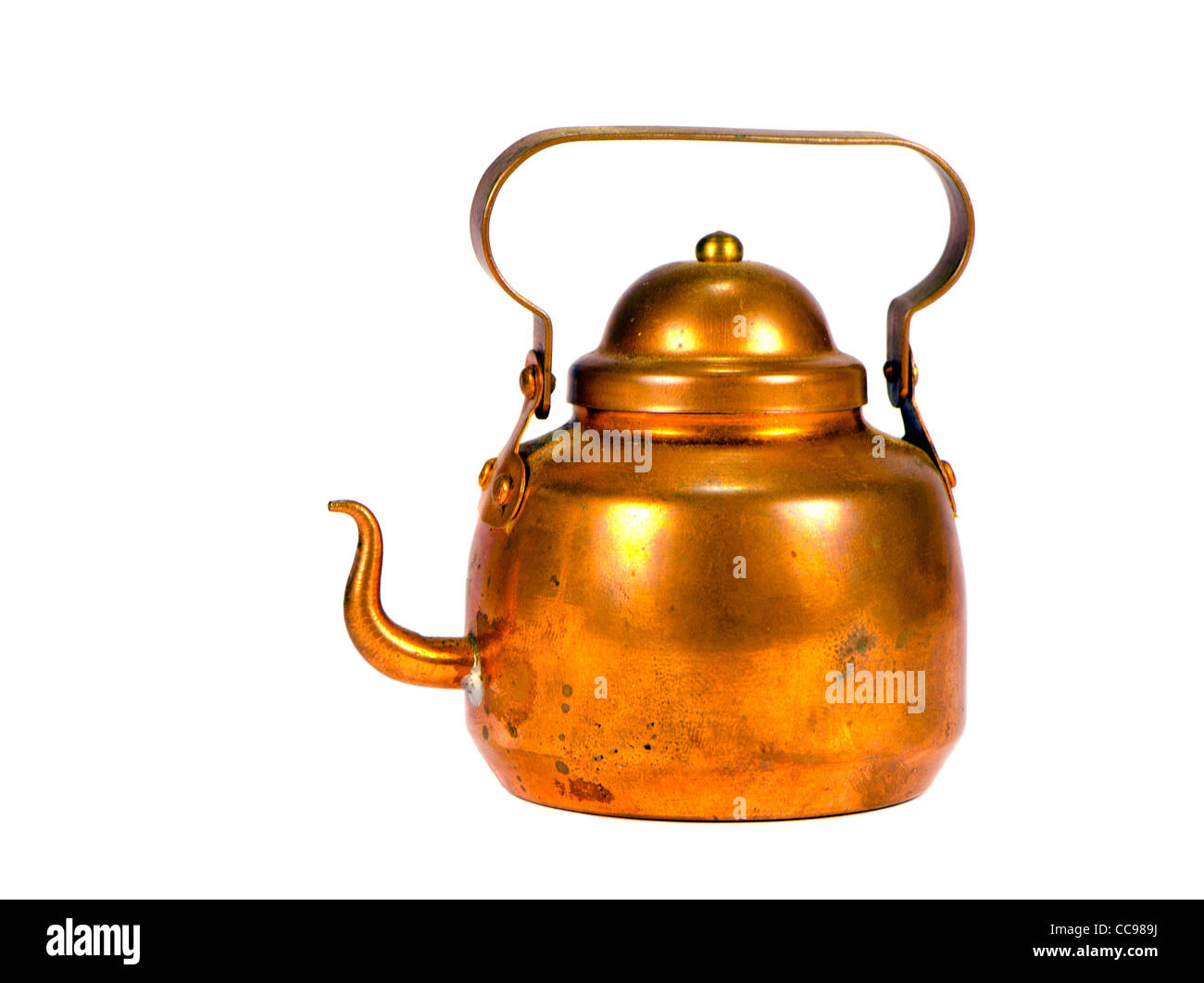 isolated on white little copper kettle souvenir Stock Photo - Alamy