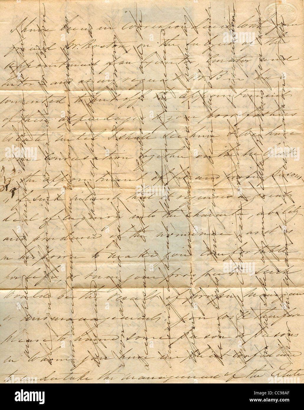 Vintage letter faded handwriting fold hi-res stock photography and ...