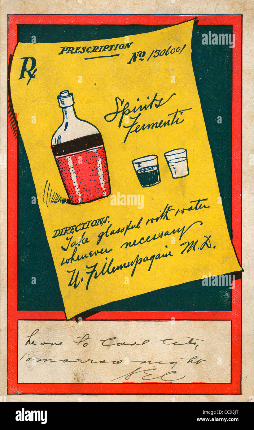 vintage postcard with alcoholic beverages Stock Photo - Alamy