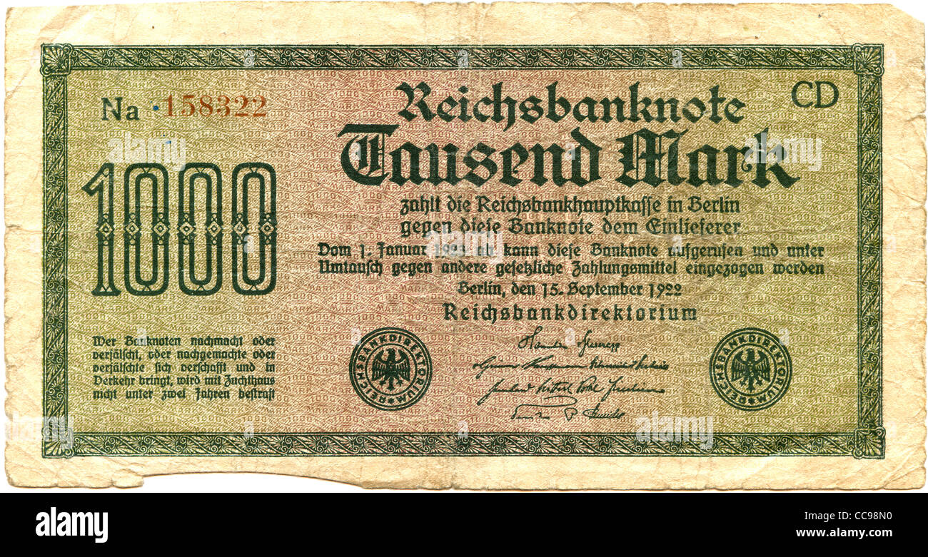 vintage german bank note Stock Photo - Alamy