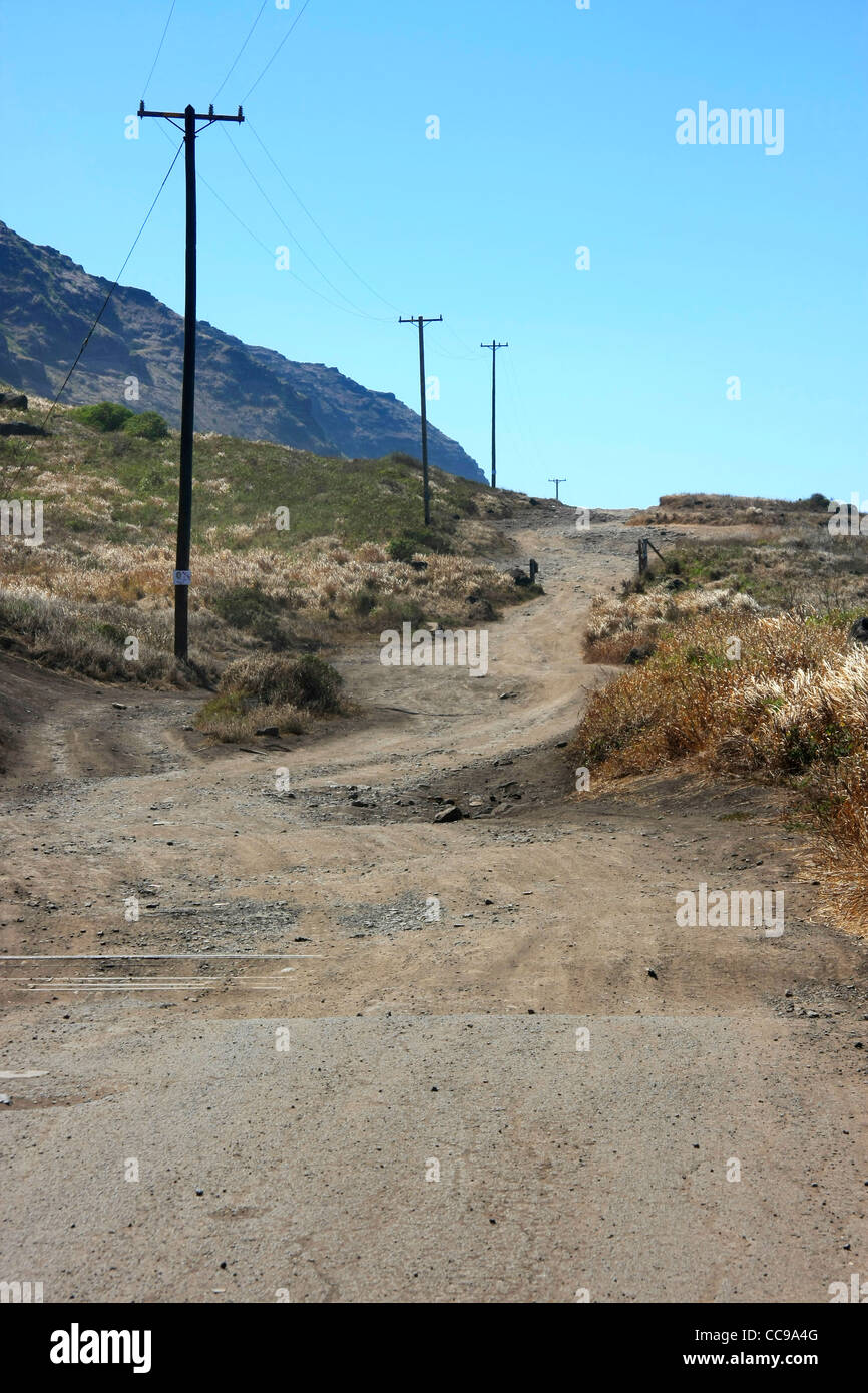 The beginning part of an unpaved highway Stock Photo - Alamy