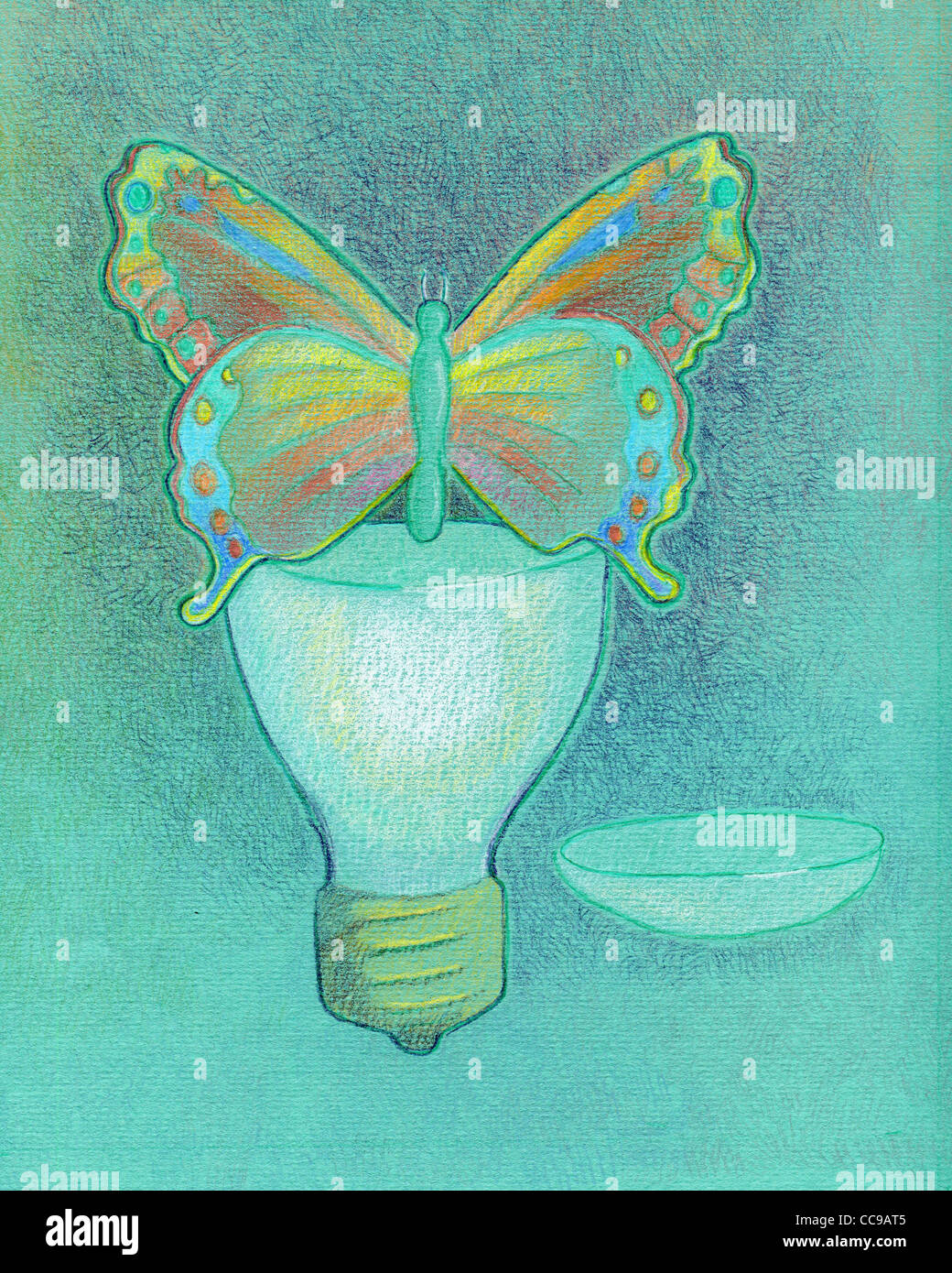 A lightbulb with a butterfly on top Stock Photo - Alamy