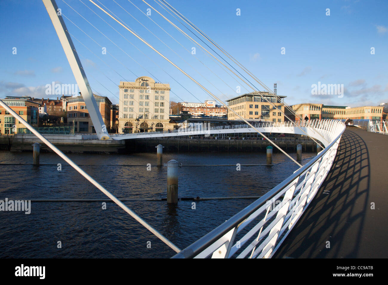 Newcastle Quayside from The Millennium Bridge Gateshead England Stock ...