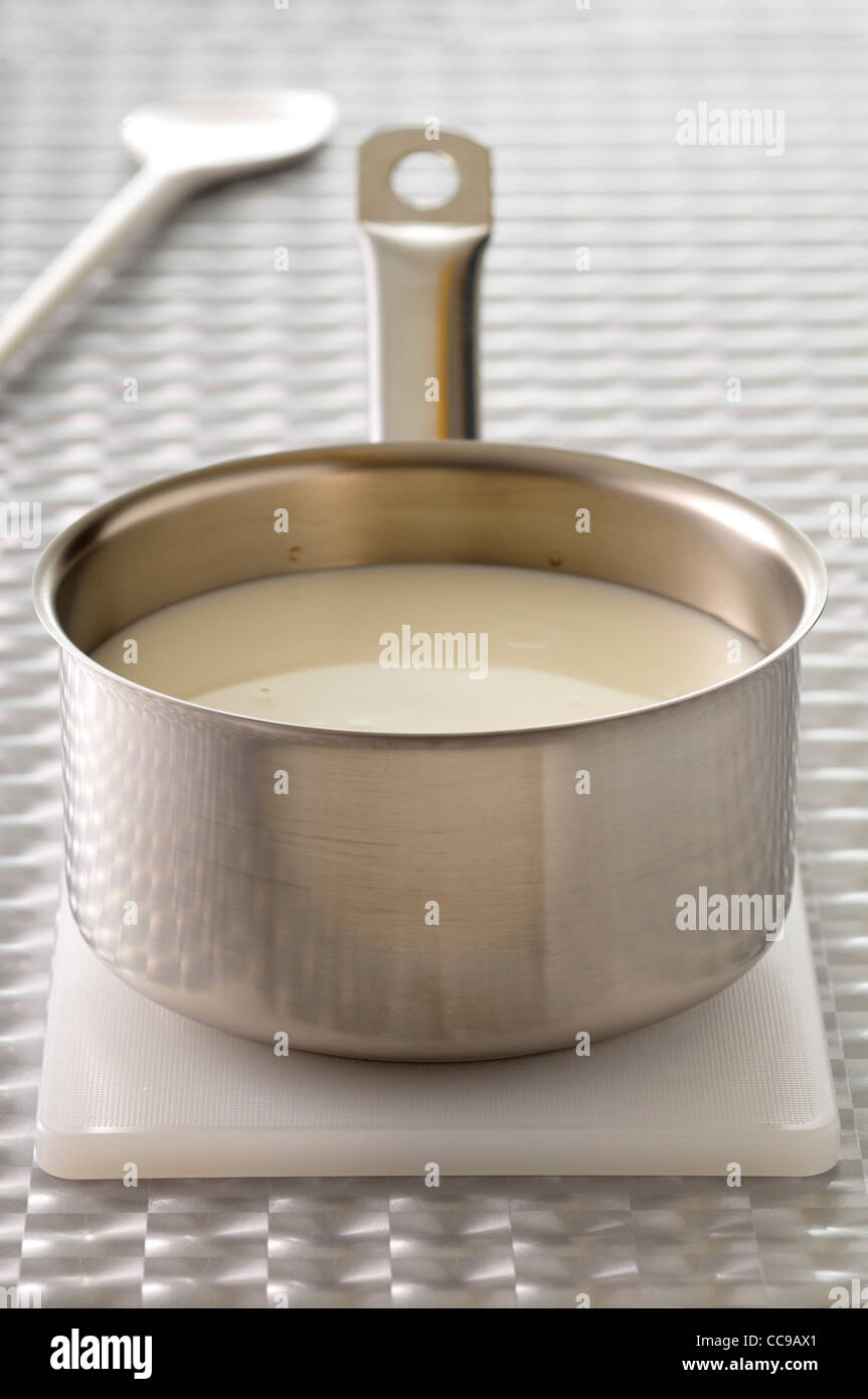 Milk in Pot Stock Photo - Alamy