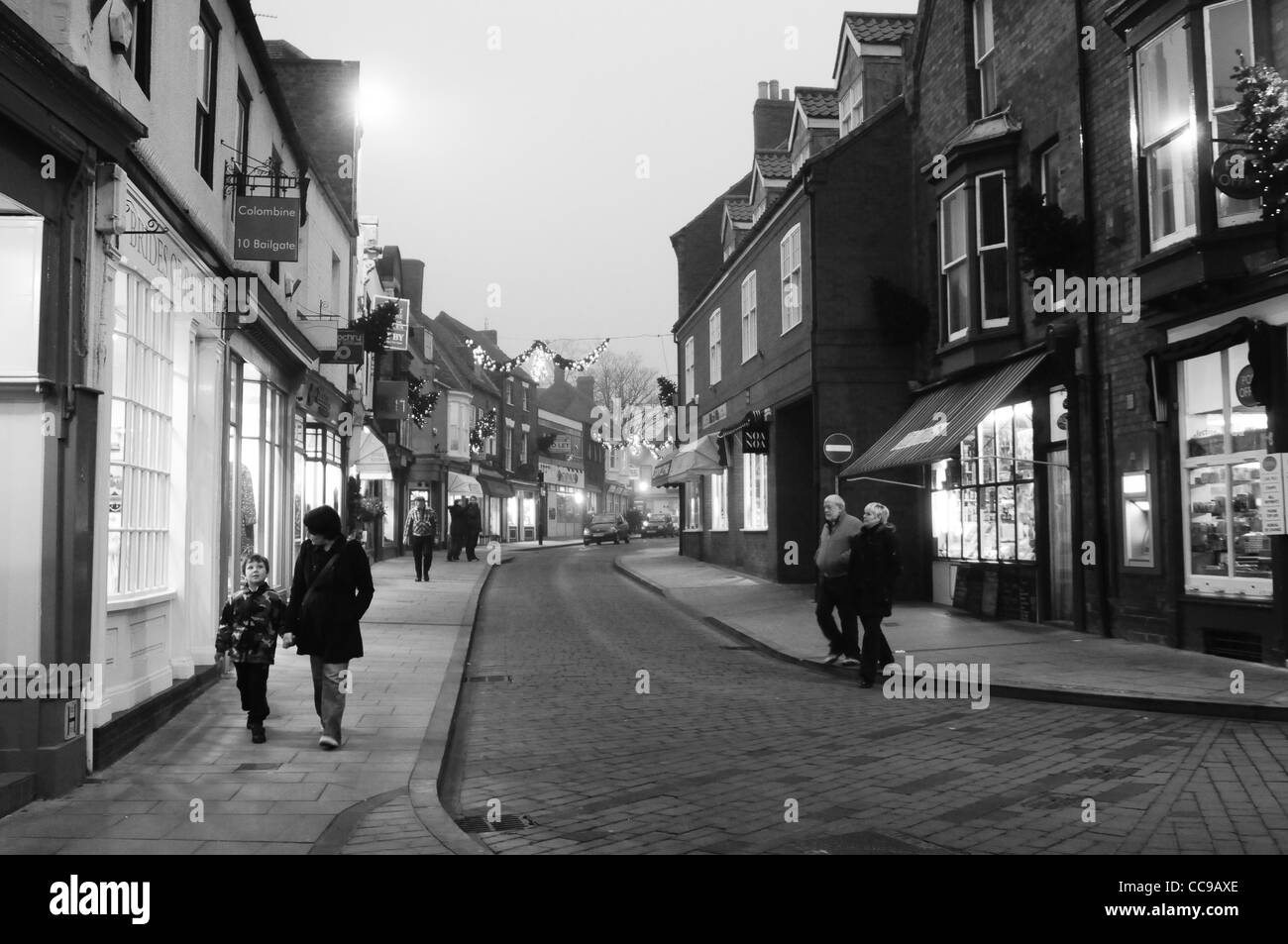 Monotone landscape photograph of a Lincolnshire street in winter Stock ...