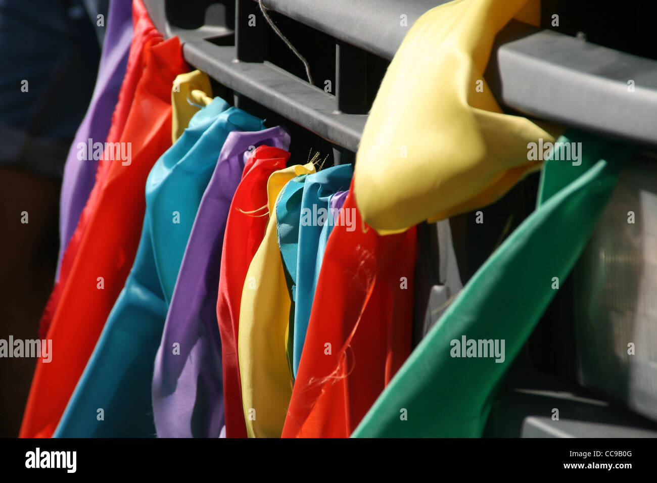 colourful scarves on carnival float truck lorry Stock Photo - Alamy