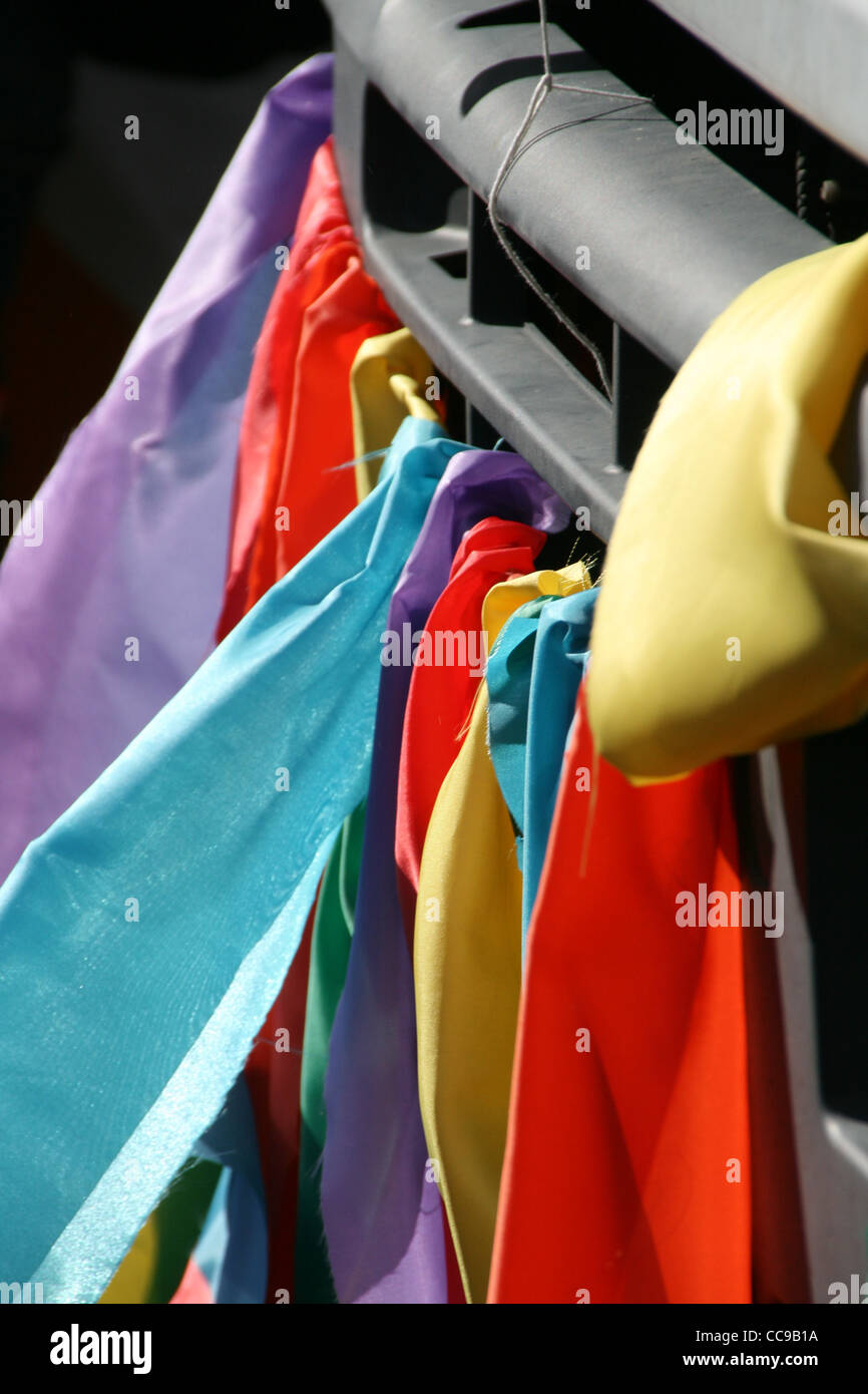 colourful scarves on carnival float truck lorry Stock Photo - Alamy