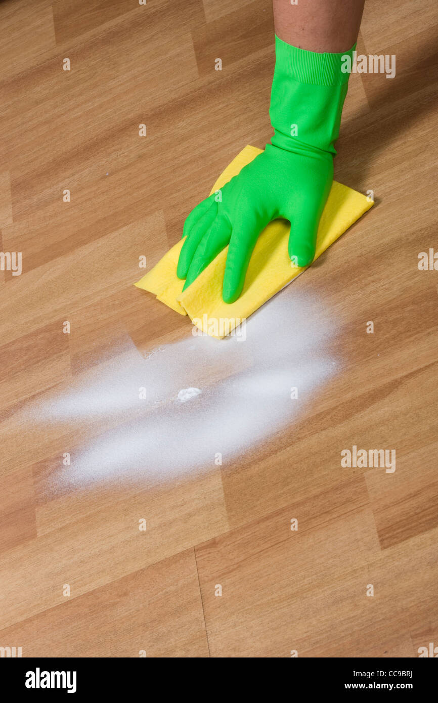 cleaning equipment and wooden parquet Stock Photo - Alamy