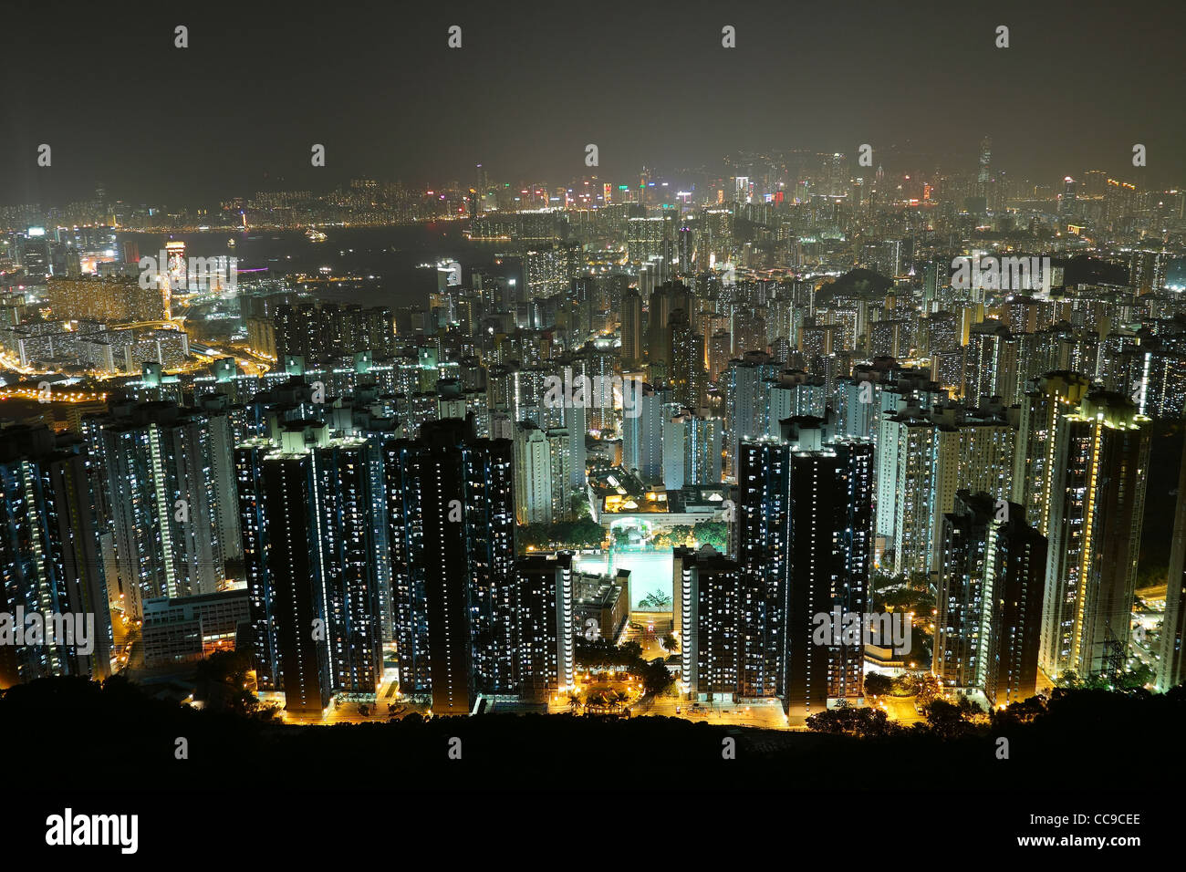 city at night, view from mountain Stock Photo - Alamy