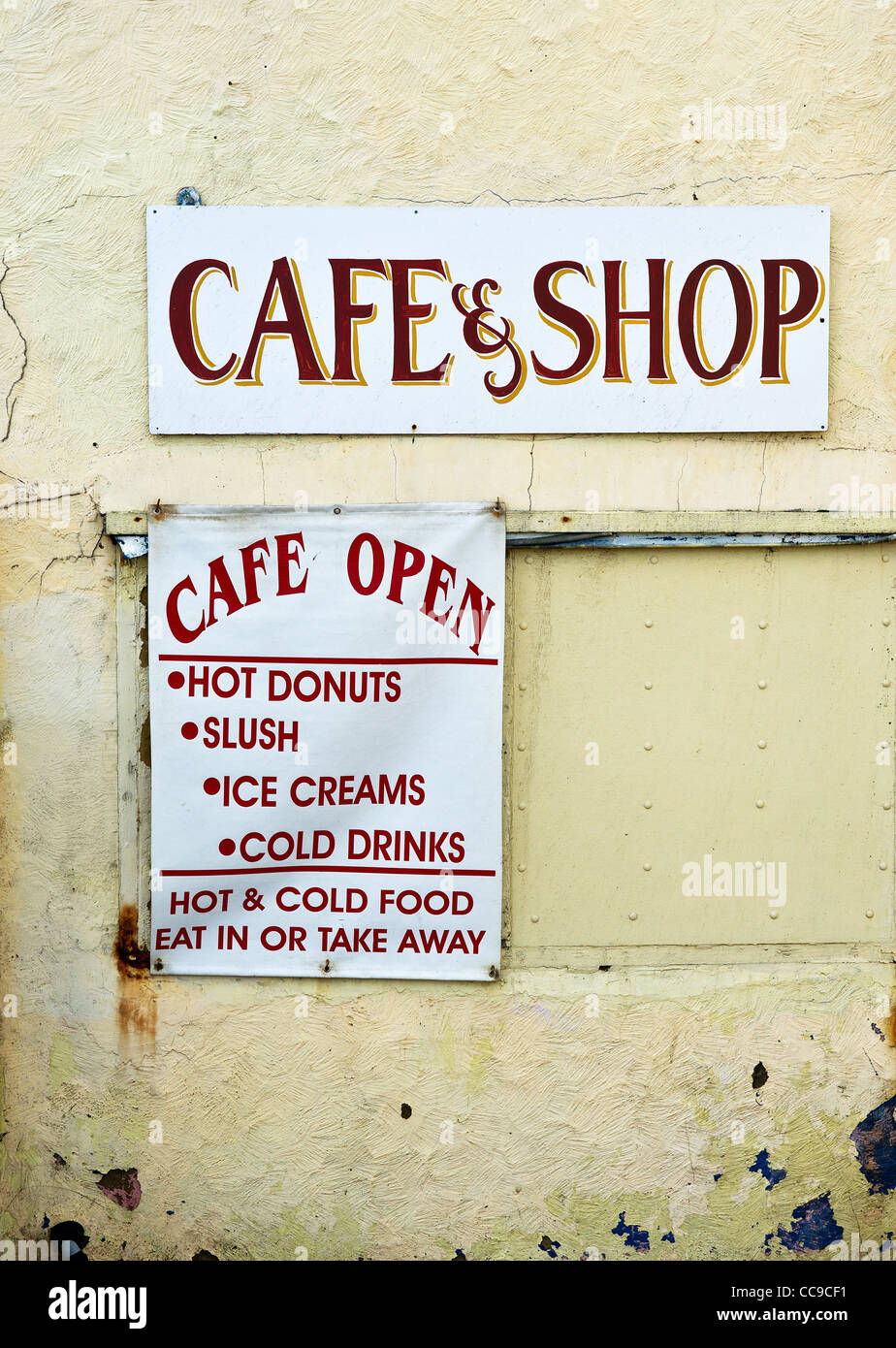 Signs on a wall Stock Photo - Alamy