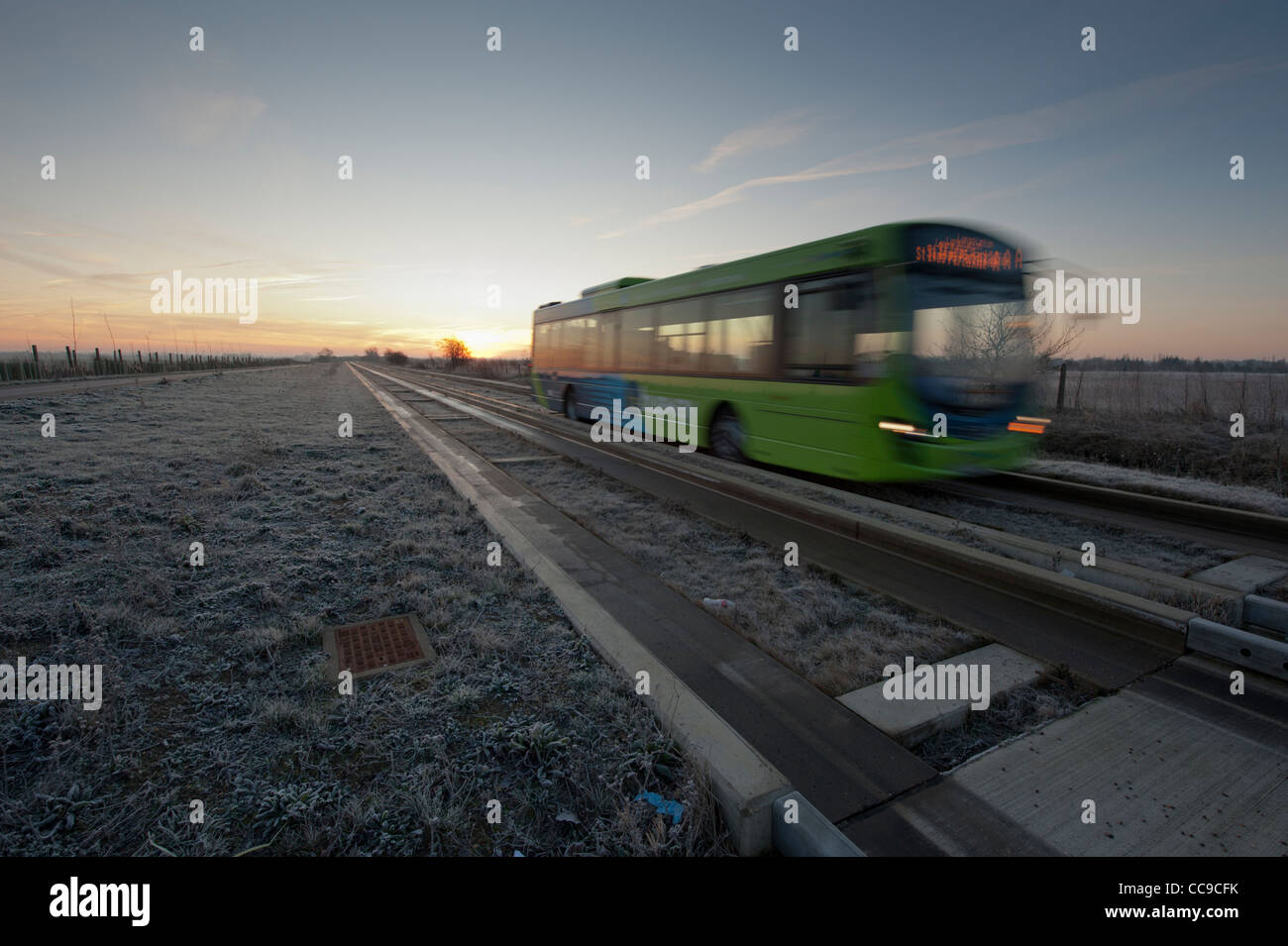 The Guided busway in Cambridgeshire between St Ives and Cambridge Stock ...
