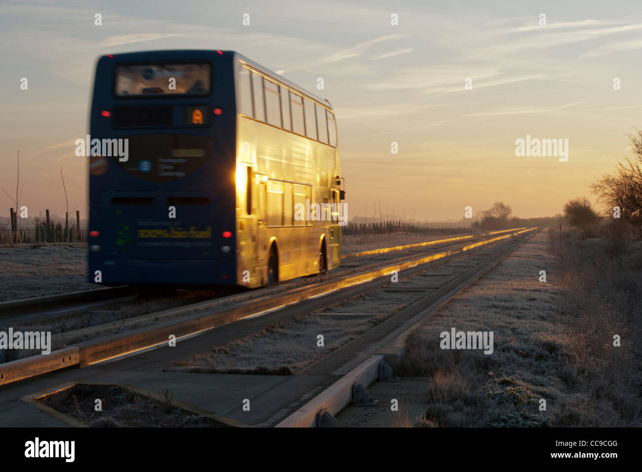 The Guided busway in Cambridgeshire between St Ives and Cambridge Stock ...