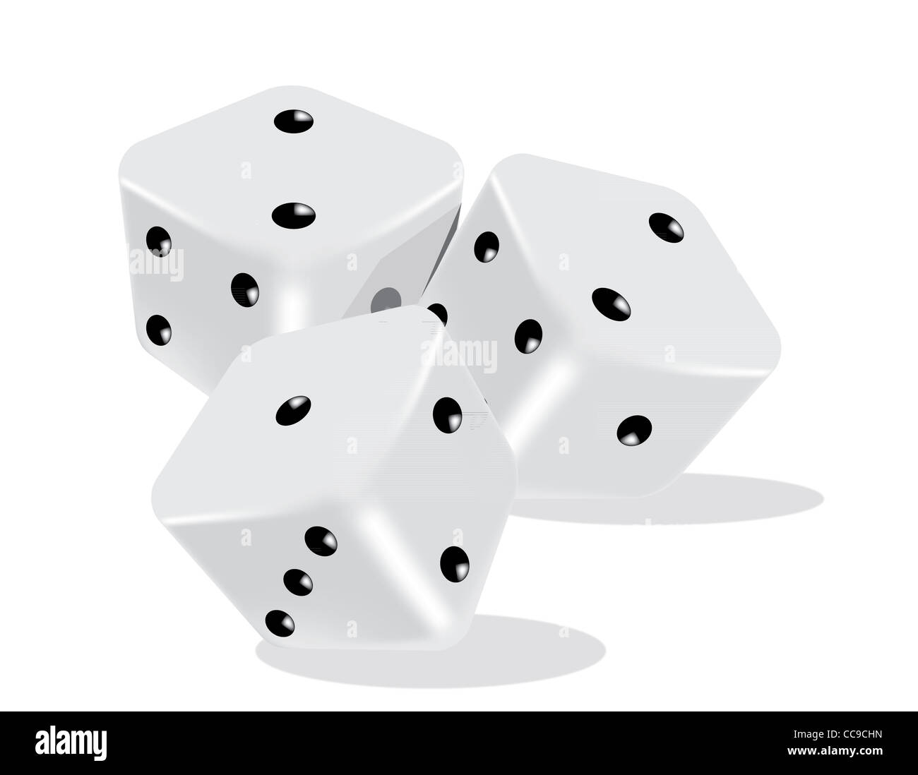 dices in 3d grey and white with black dots Stock Photo - Alamy