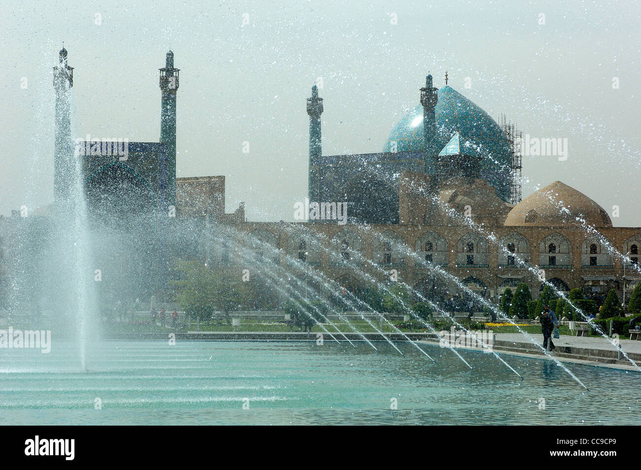 The minarets and blue dome of the magnificent Imam Mosque in Isfahan ...