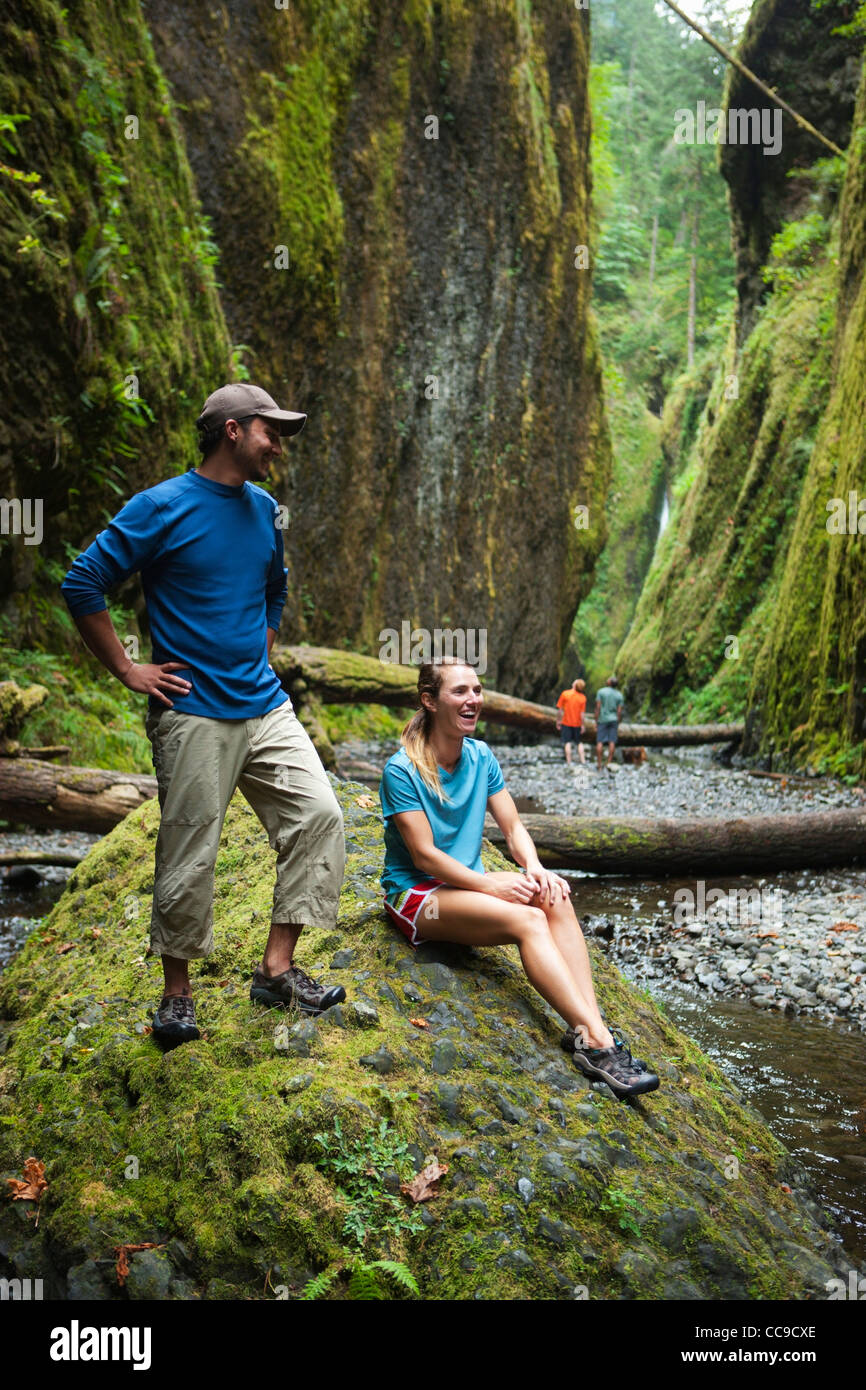 People Hiking in Oneonta Gorge, Oregon, USA Stock Photo - Alamy