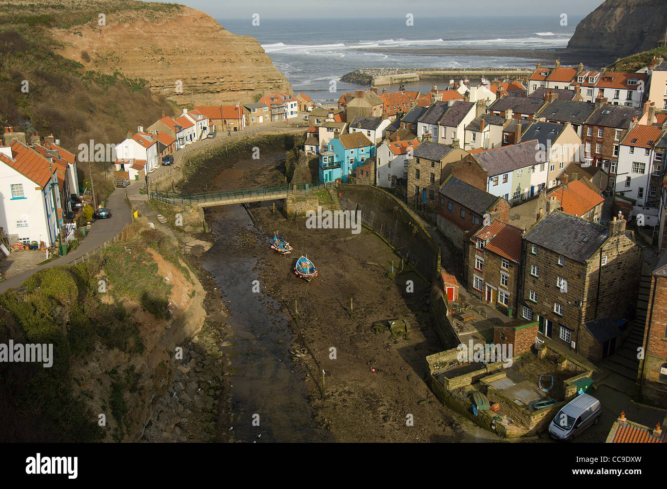 Staithes village river north yorkshire england uk hi-res stock ...
