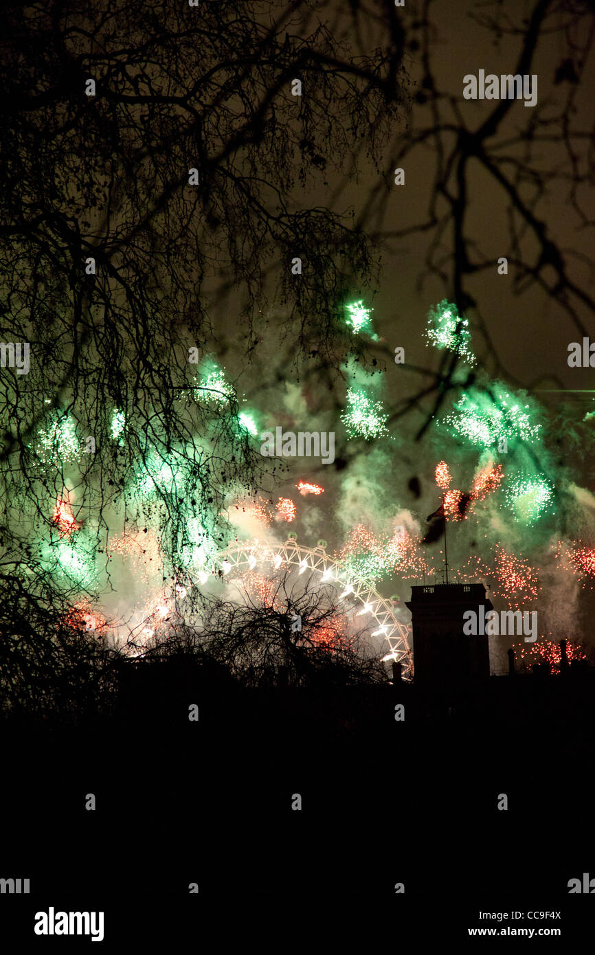 New Years Eve Fireworks display viewed from St James Park Stock Photo ...