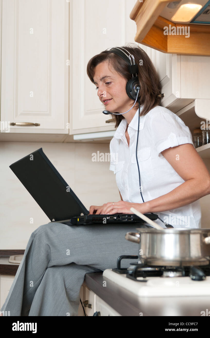 Mobility concept - business person having work conference call from ...