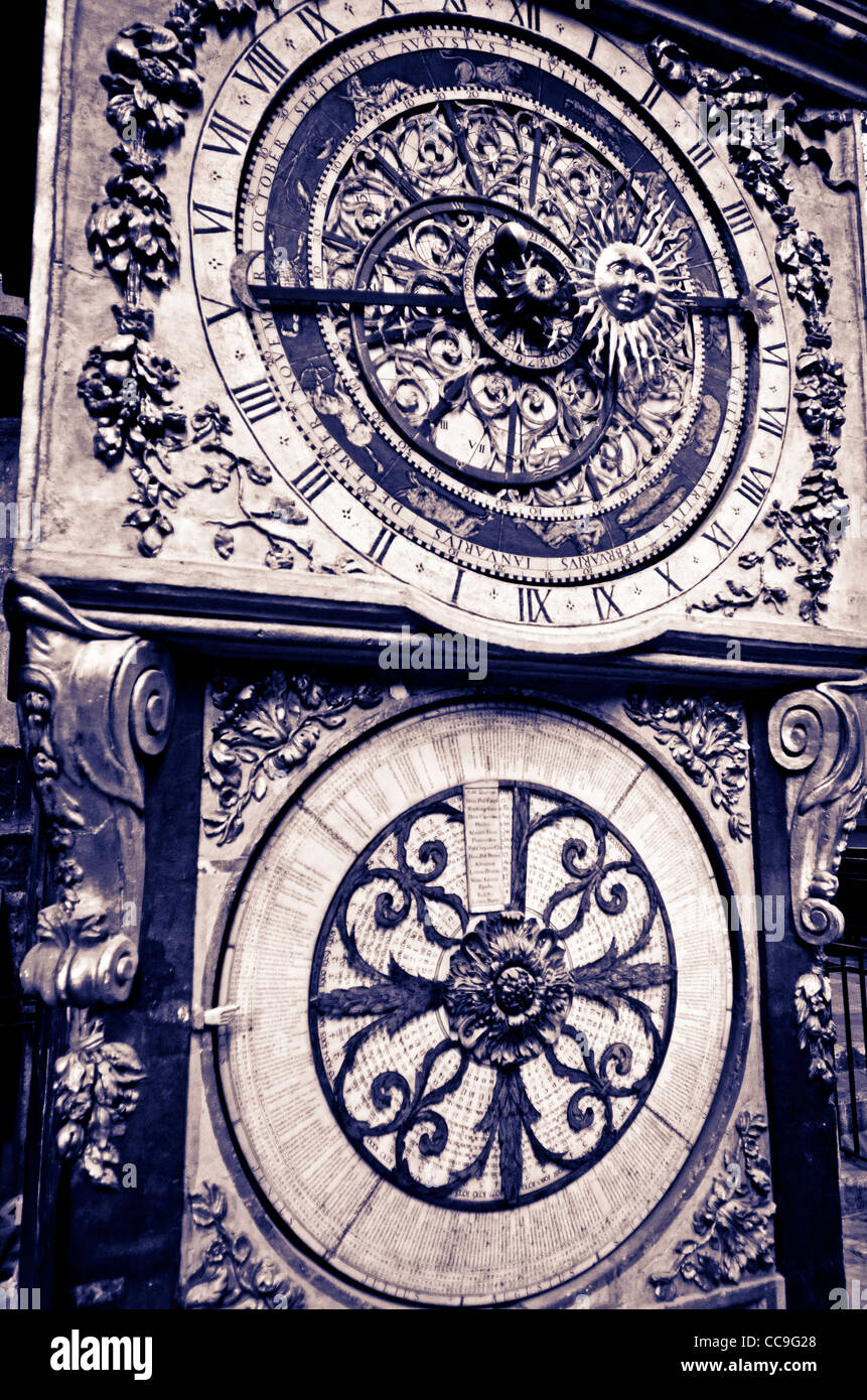 The astronomical clock in Saint Jean Cathedral, old town Vieux Lyon ...