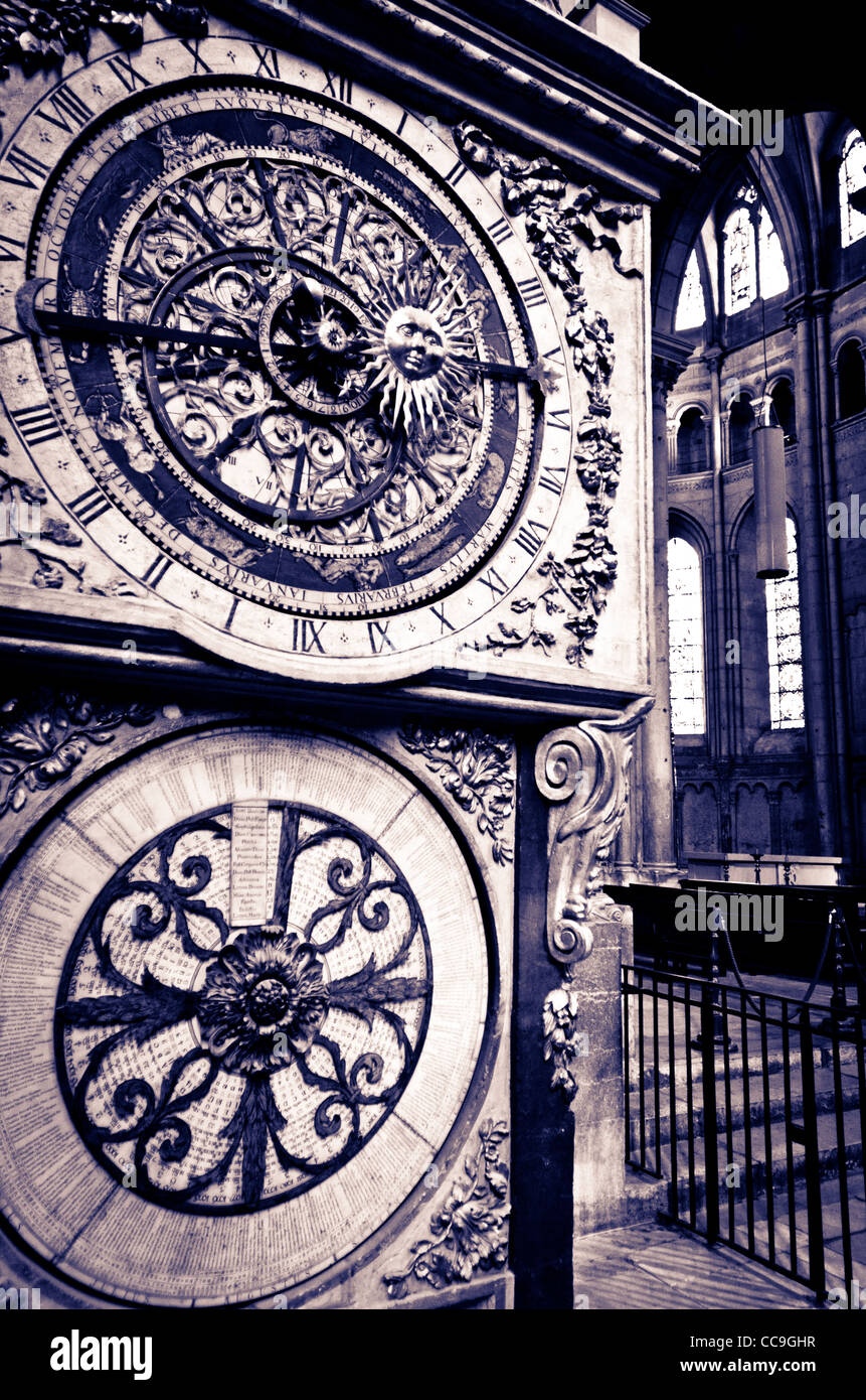 The astronomical clock in Saint Jean Cathedral, old town Vieux Lyon ...