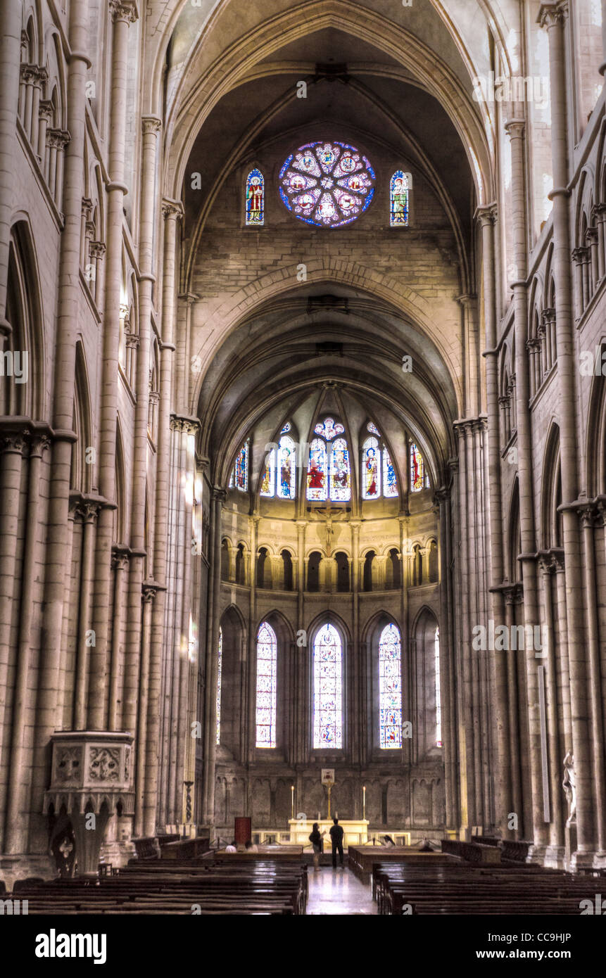 Interior of Saint Jean Cathedral, old town Vieux Lyon, France (UNESCO ...