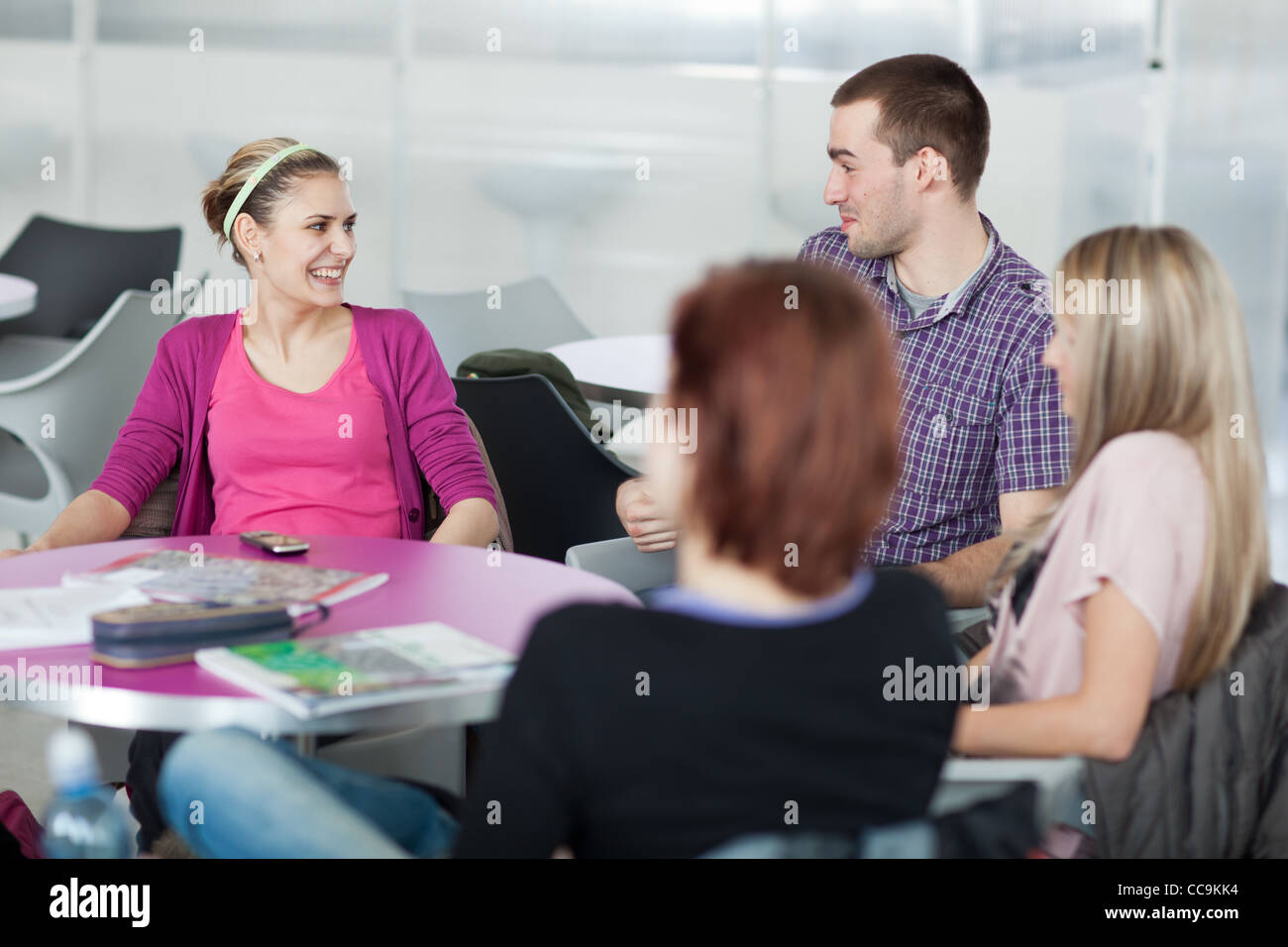 Group of college/university students during a brake Stock Photo - Alamy