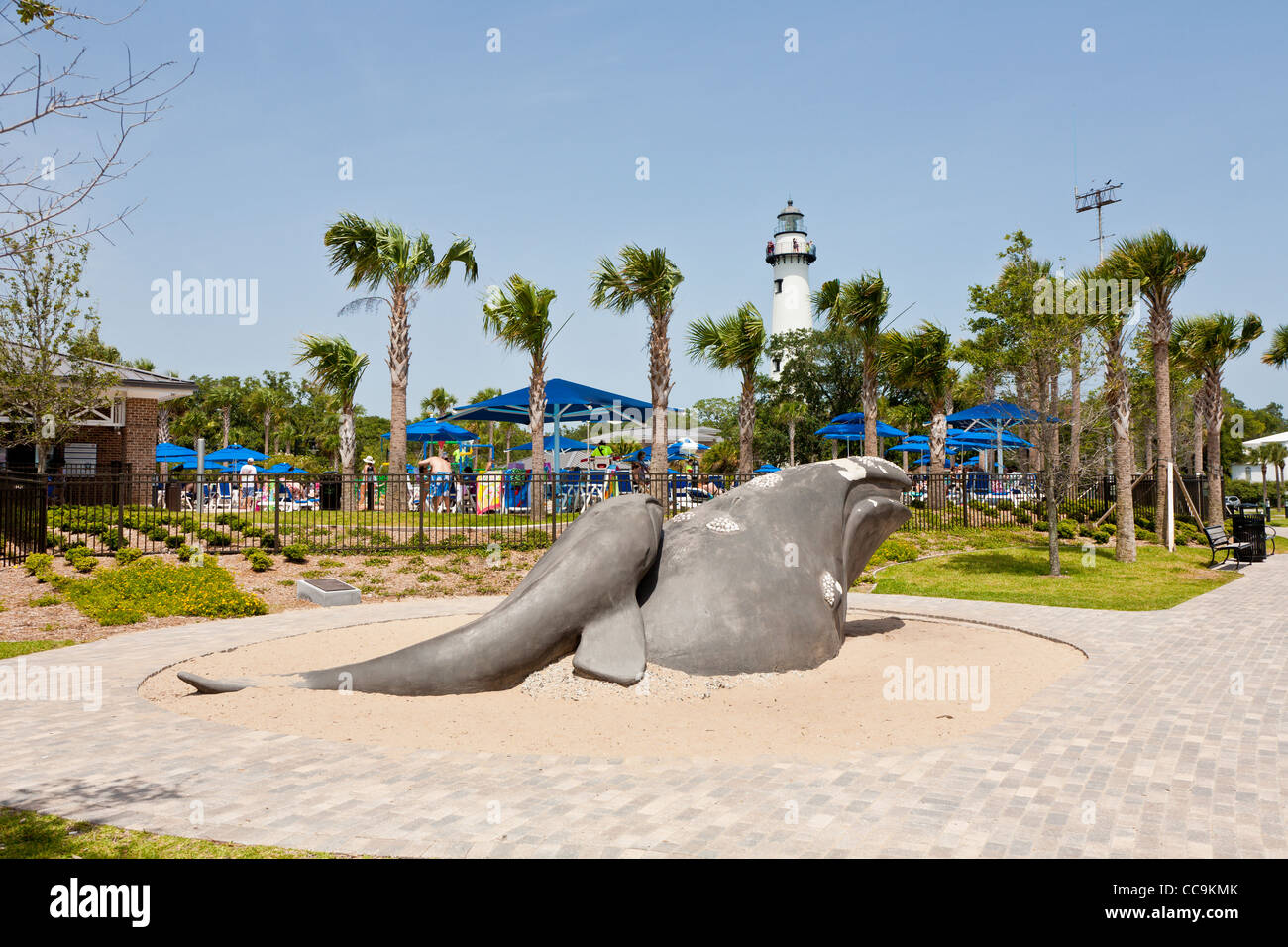 Neptune park includes playground equipment and a statue of a whale for ...
