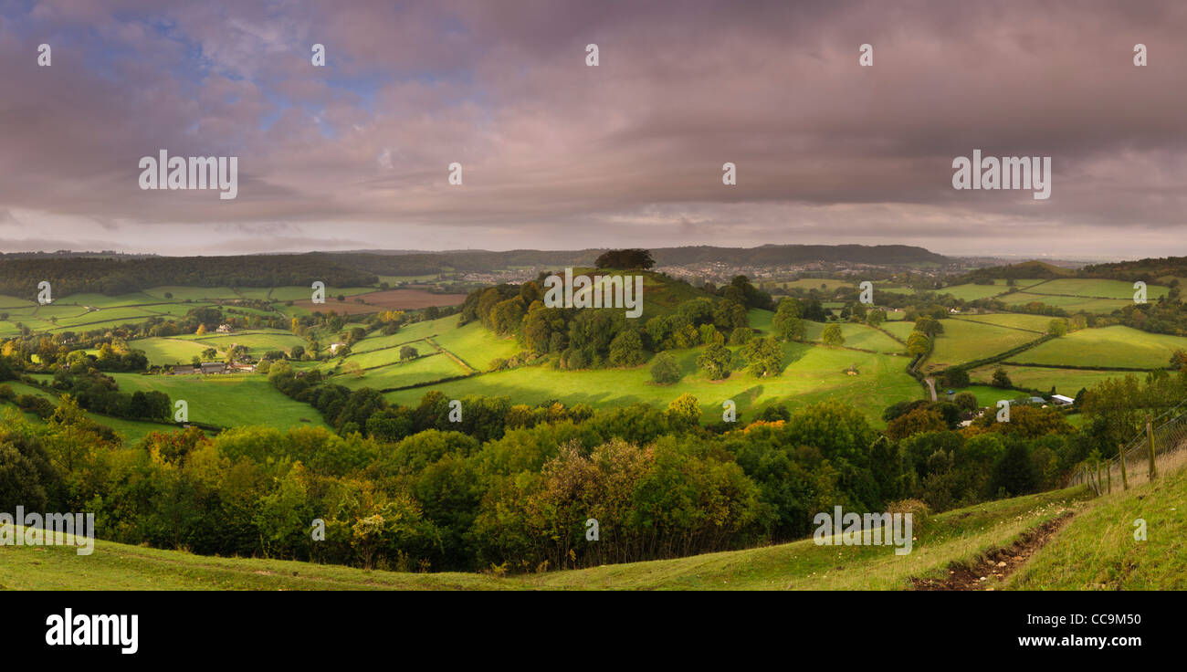 Downham Hill seen from Uley Bury in Uley, Gloucestershire, Cotswolds ...