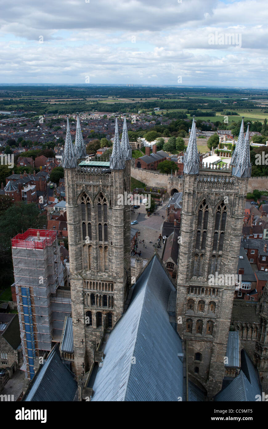 Looking down at the towers of the West Front from the top of the ...