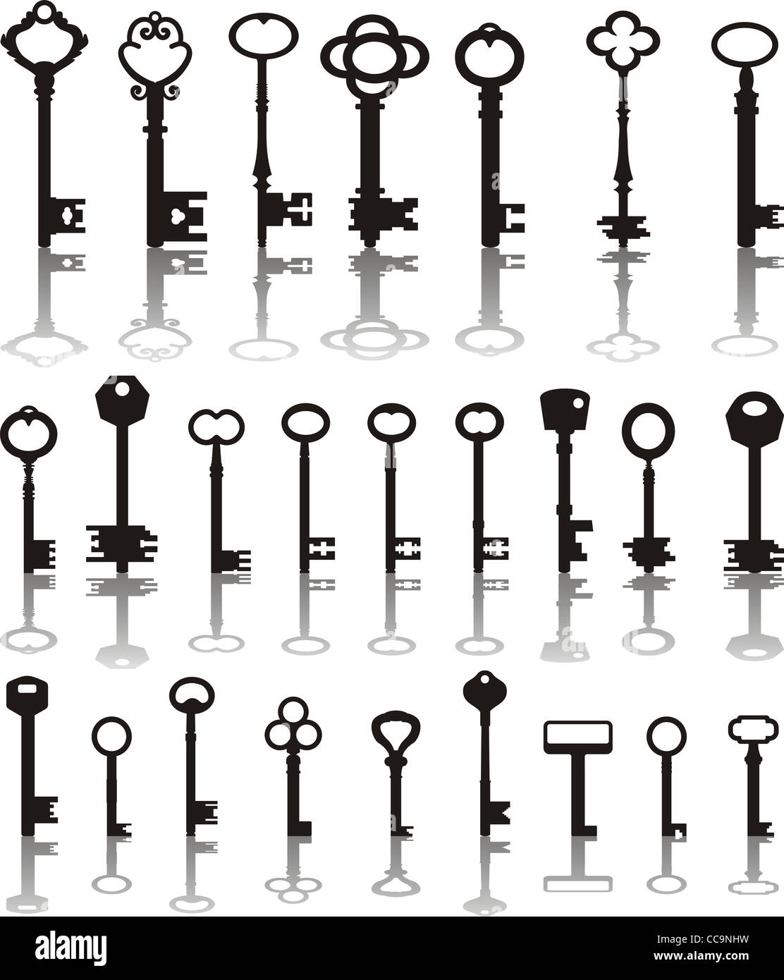 Old keys silhouettes vector design Stock Photo - Alamy Old keys silhouettes vector design Stock Photo - Alamy