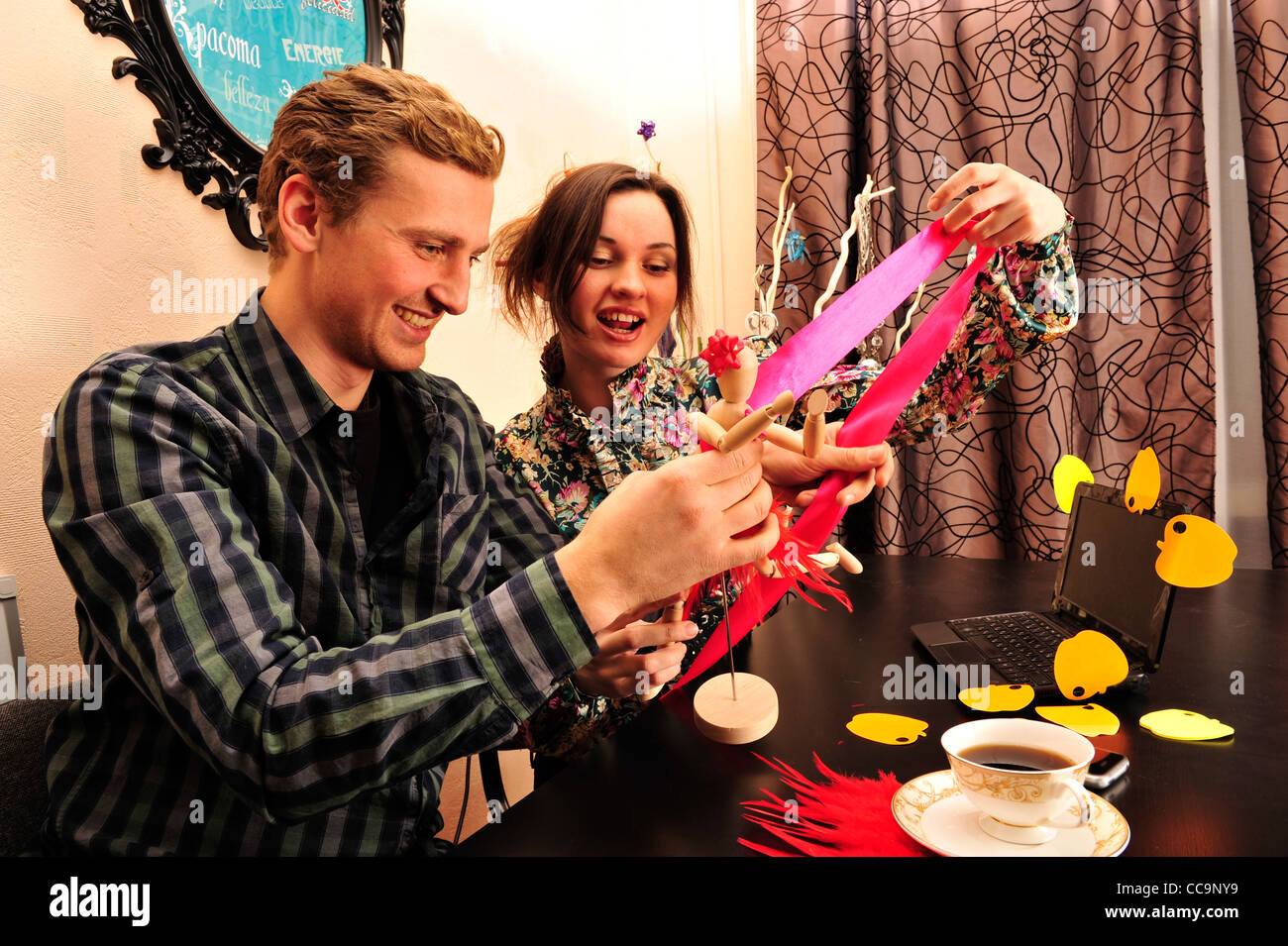 Creative people working in office on new clothes collection Stock Photo ...