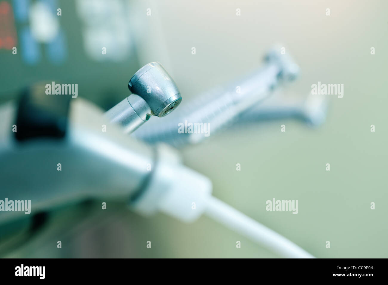 Still life of various tools of a dentist waiting to be used in the ...
