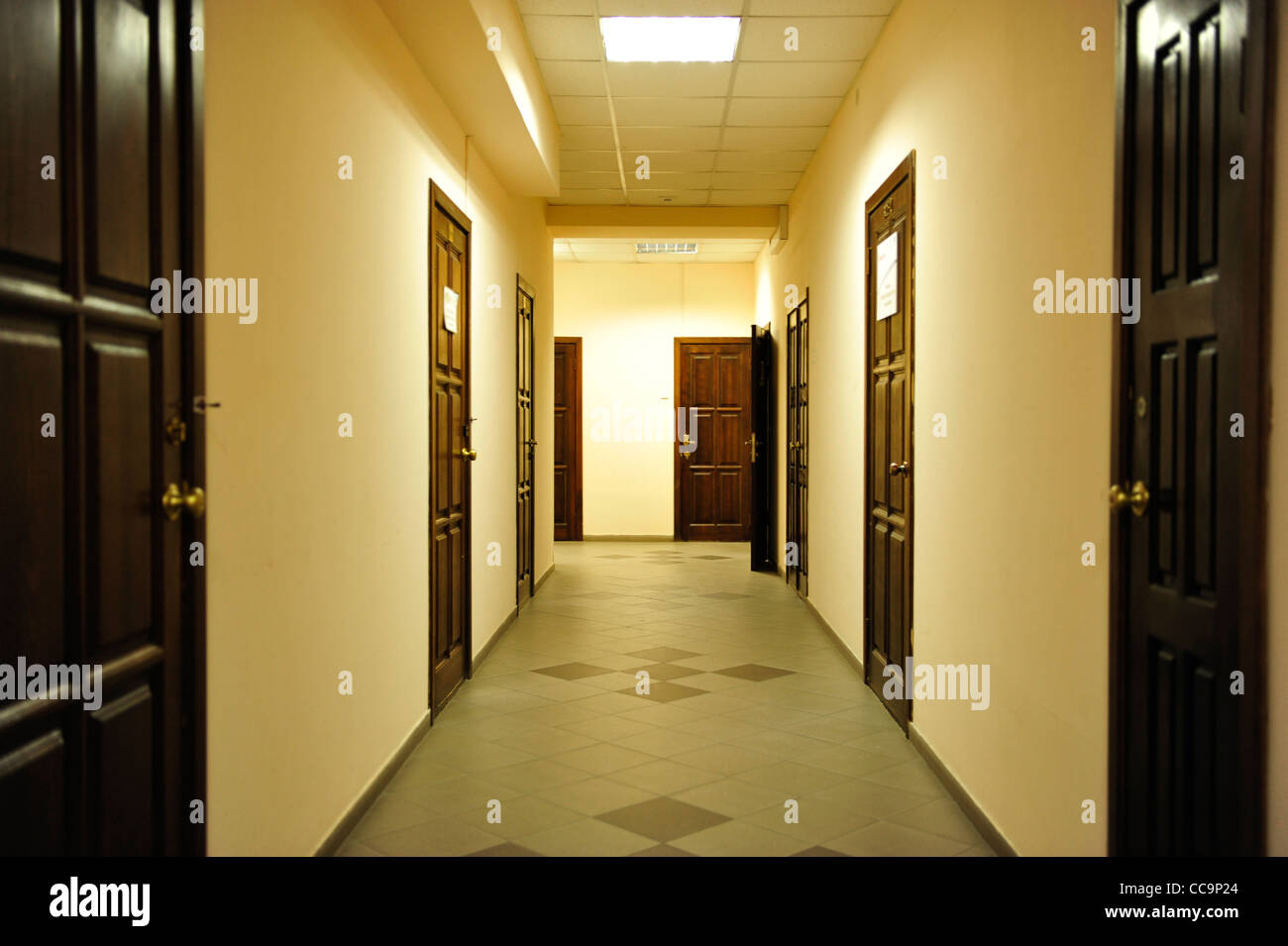 Photo of a bright and warm corridor inside commercial building Stock ...