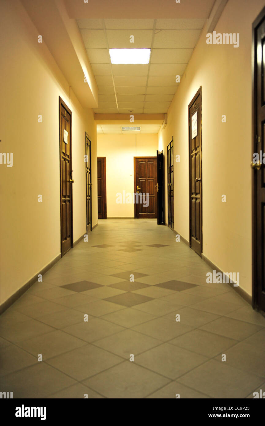 Photo of a bright and warm corridor inside commercial building Stock ...
