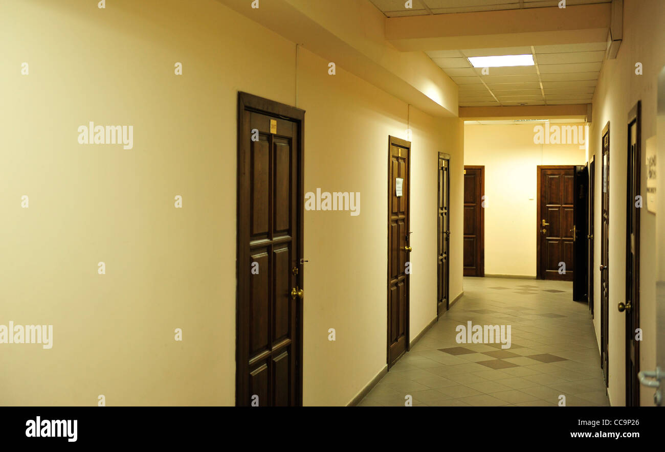 Photo of a bright and warm corridor inside commercial building Stock ...