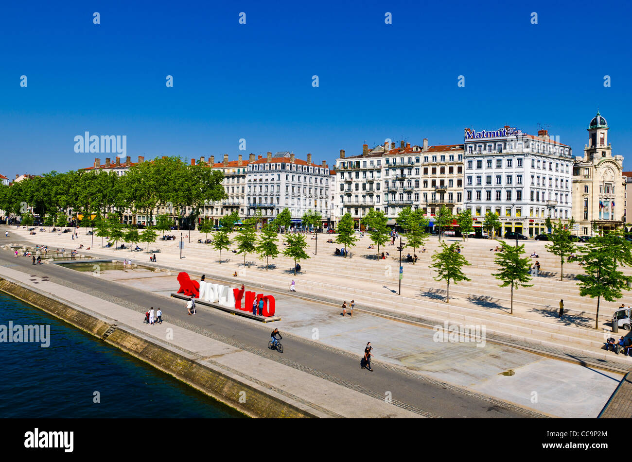 Only Lyon sign along the Rhône River, Lyon, France (UNESCO World ...