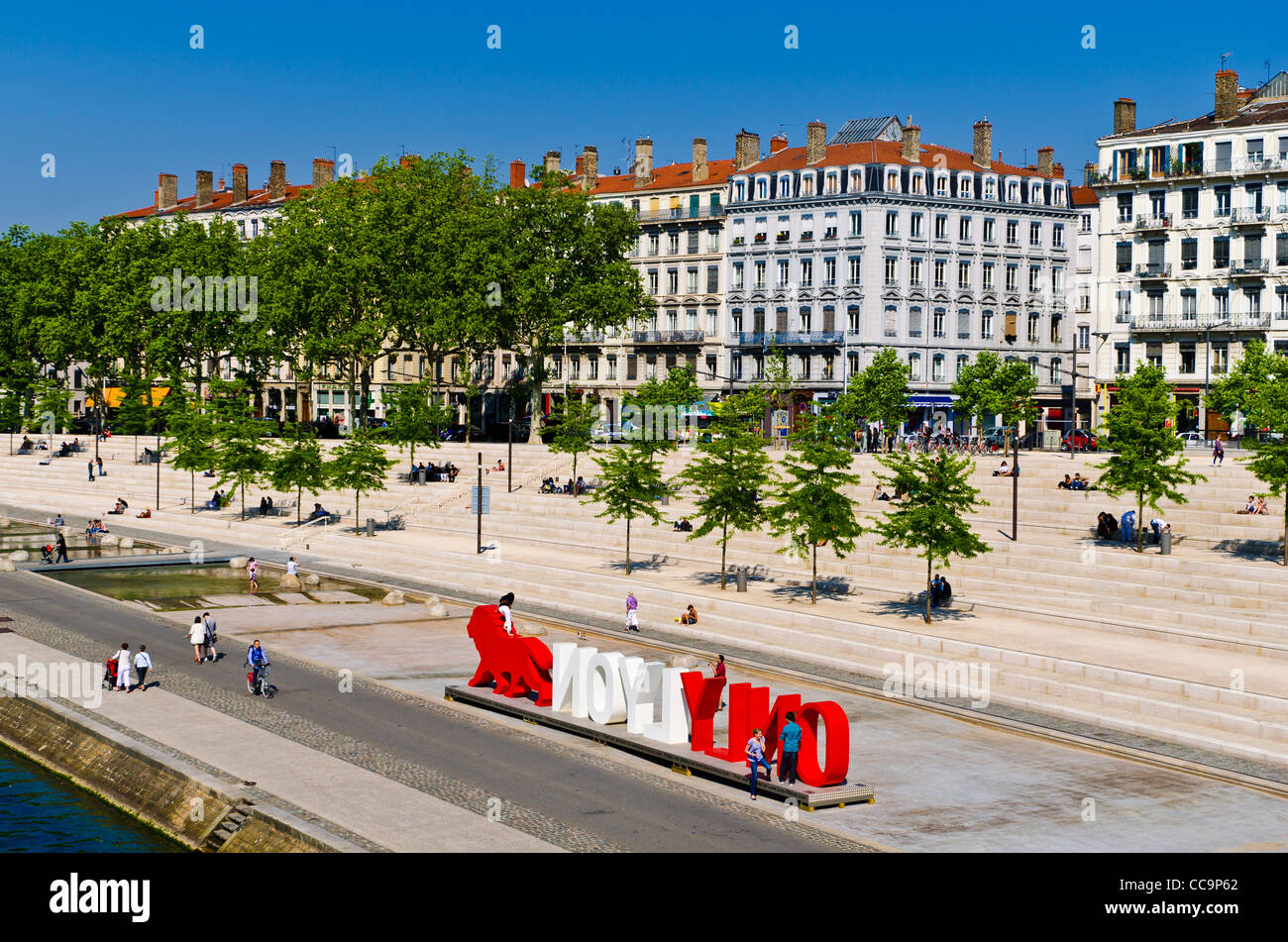 Only Lyon sign along the Rhône River, Lyon, France (UNESCO World ...