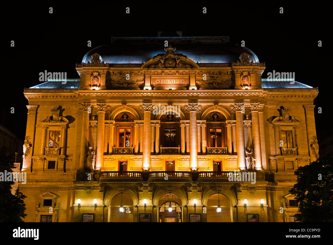 Célestins Theater at night, Lyon, France (UNESCO World Heritage Site ...