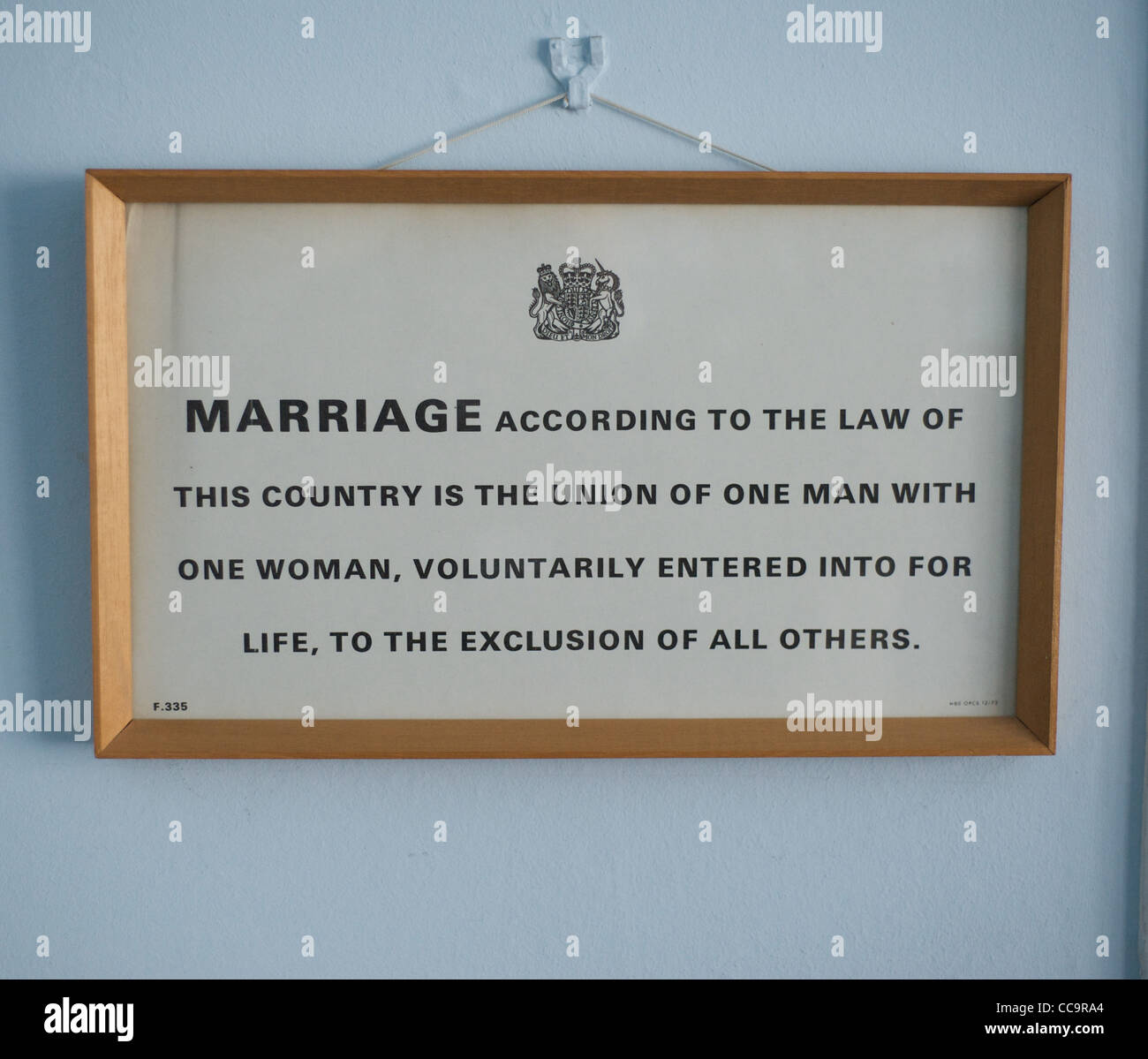 Marriage sign on a light blue wall Stock Photo - Alamy