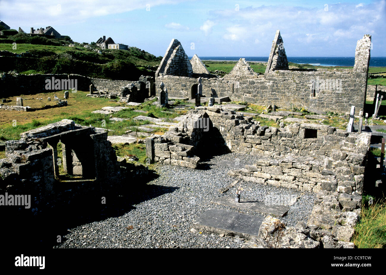 The Seven Churches on Arainn. the largest of the three Aran Islands-Co ...
