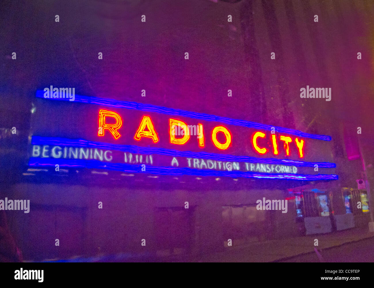 Radio city music hall neon sign Stock Photo - Alamy